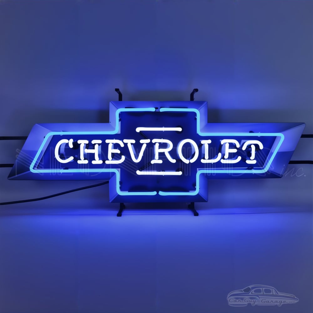 Chevrolet Truck Service Neon Clock - Classic Blue Neon Light