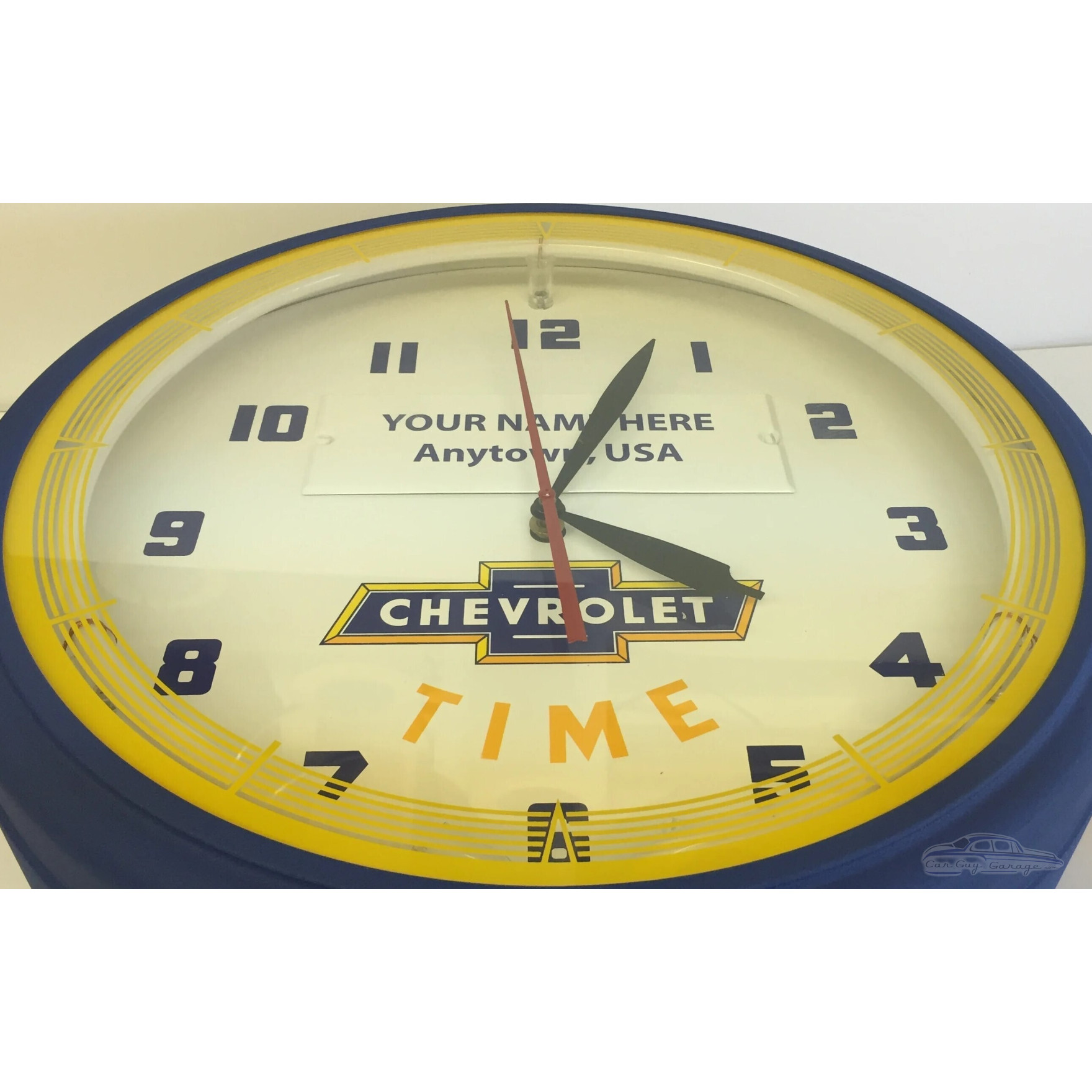 20" Personalized Neon Chevrolet Clock - Customizable & Retro