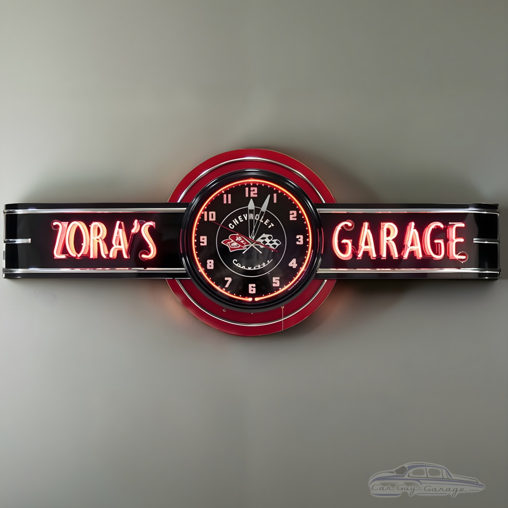 20" Personalized Neon Chevrolet Clock - Customizable & Retro