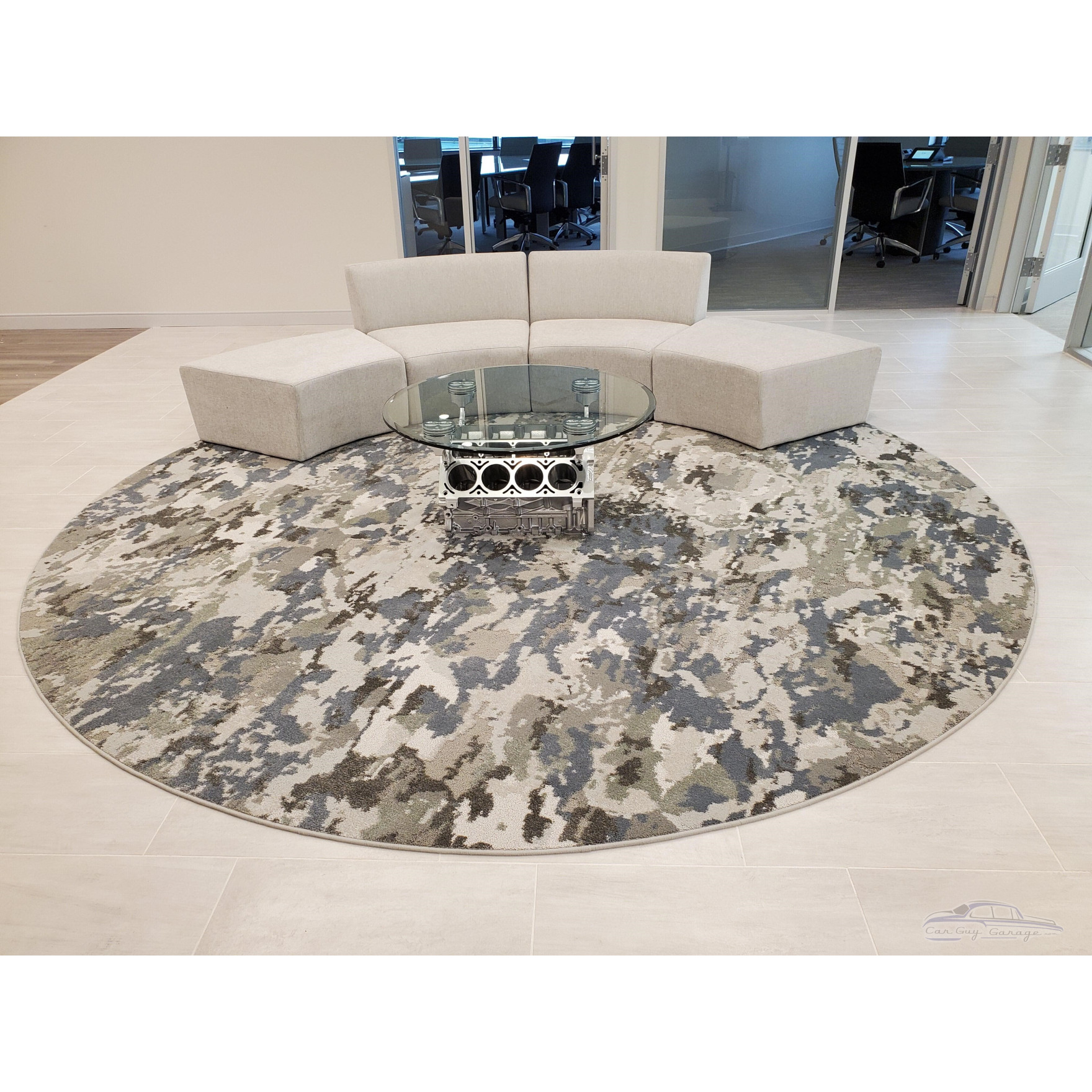 Chevy Engine Block Chrome Coffee Table with Glass Top