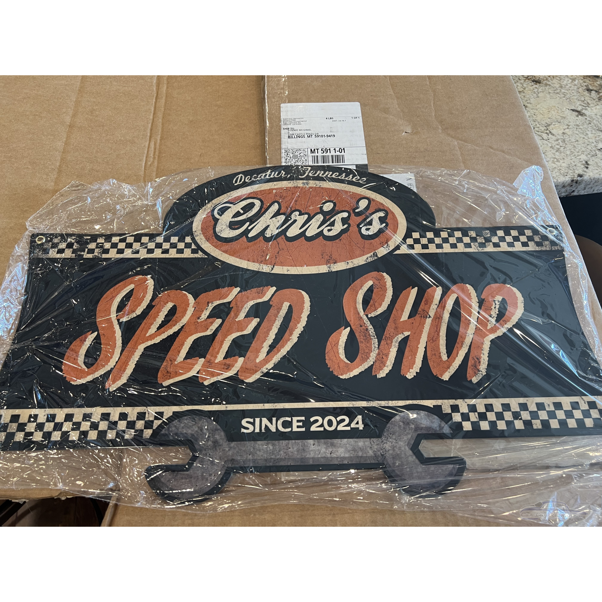 Personalized Speed Shop Metal Sign - Custom Garage Decor