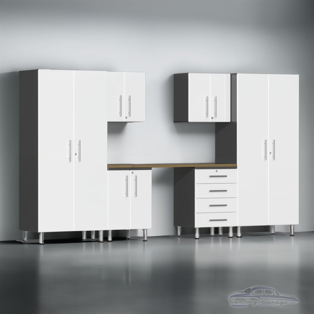 Silver Modular 11 Piece Kit with Bamboo Worktop for Garage