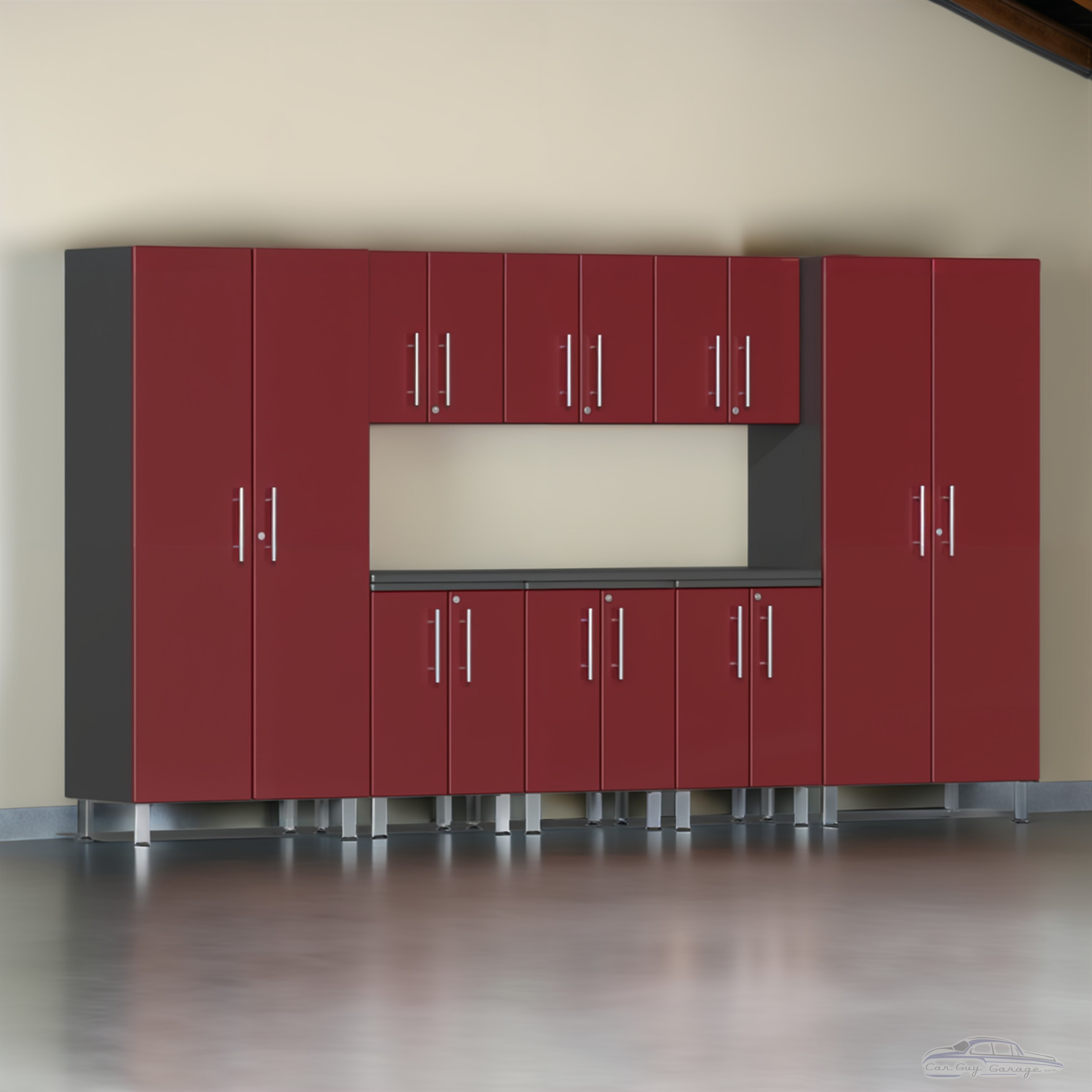 Red Modular 9 Piece Kit with Worktop - Ultimate Garage Storage