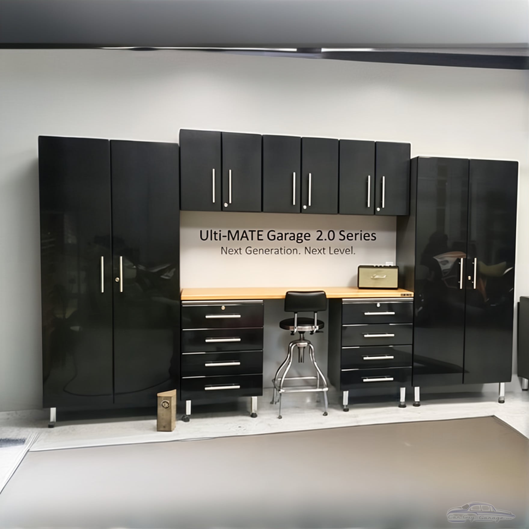 Black Modular 8 Piece Kit with Bamboo Worktop for Garage