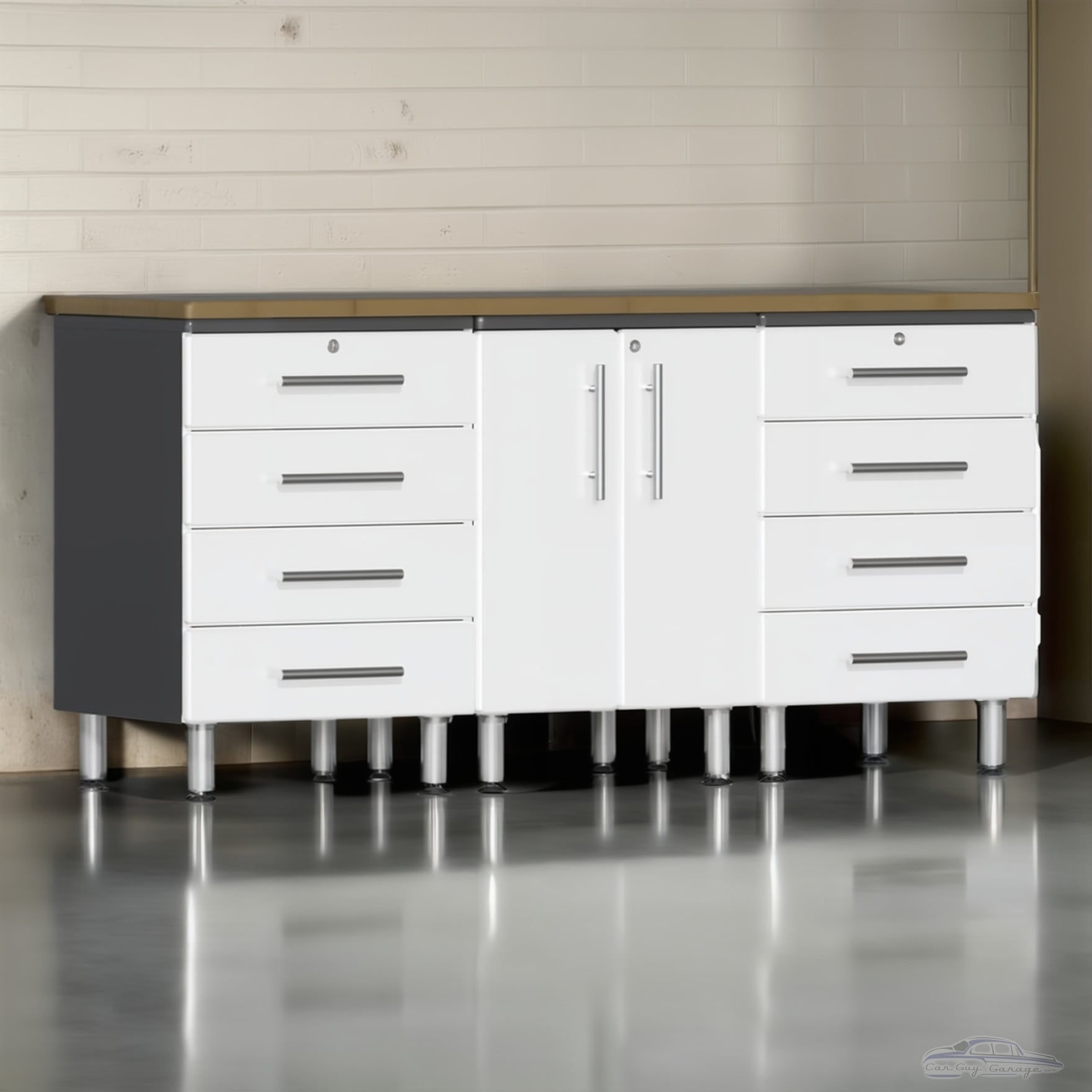 White Modular 4 Piece Workstation Kit - Elegant Garage Storage