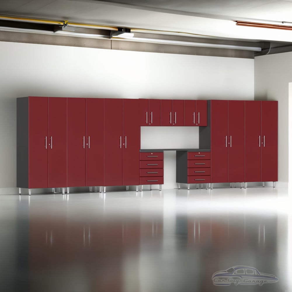 Silver Modular 11 Piece Kit with Bamboo Worktop for Garage