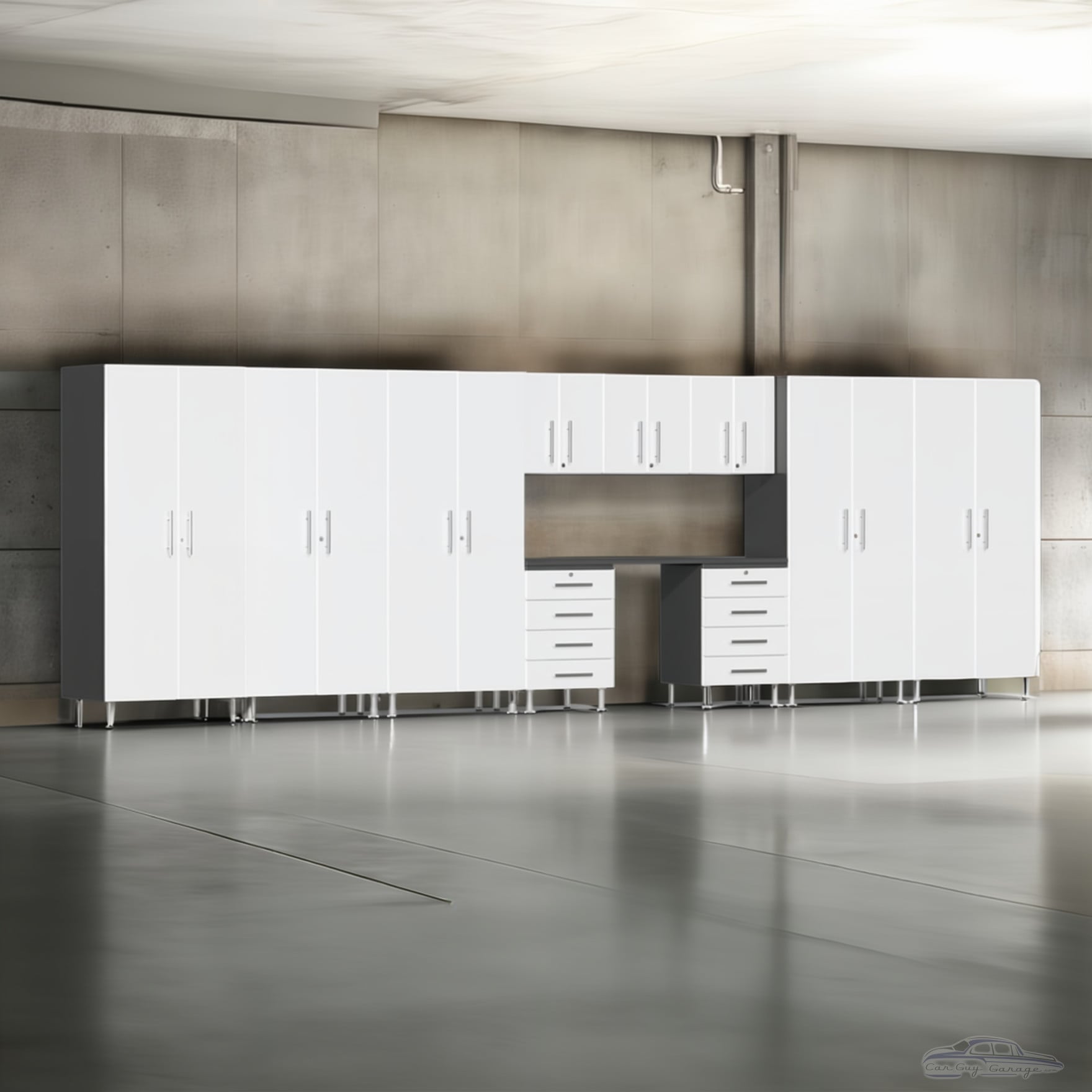 White Modular 11 Piece Kit with Workstation for Garage