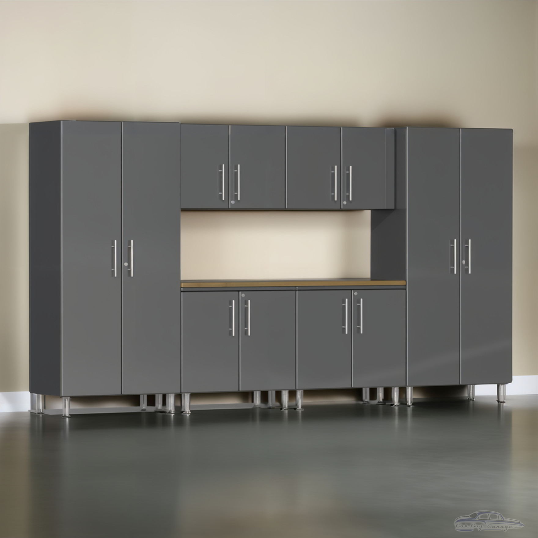 Grey Modular 7 Piece Kit with Workstation - Garage Storage Solution