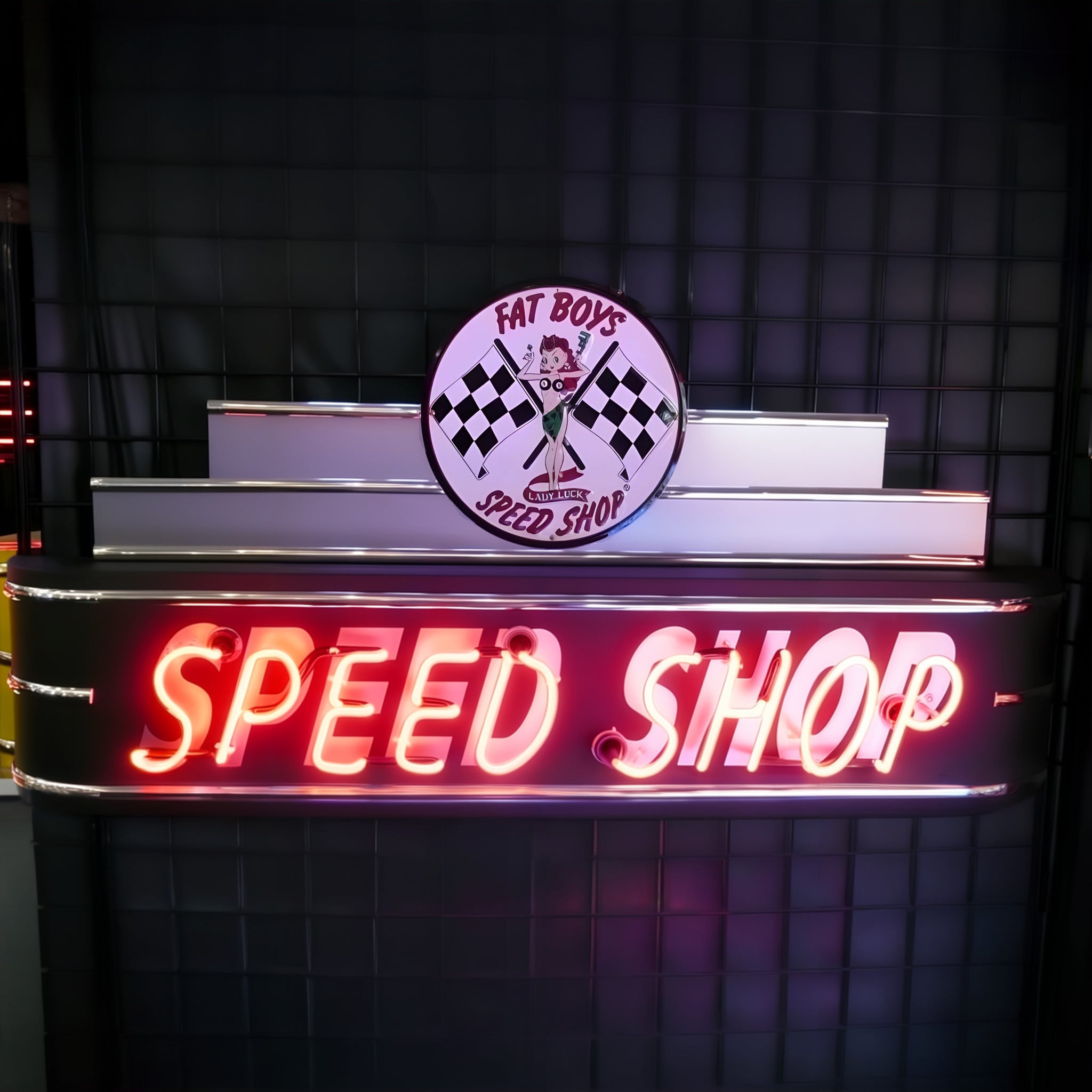 Fat Boys Speed Shop 48" Neon Sign - Durable Steel, Easy Hang