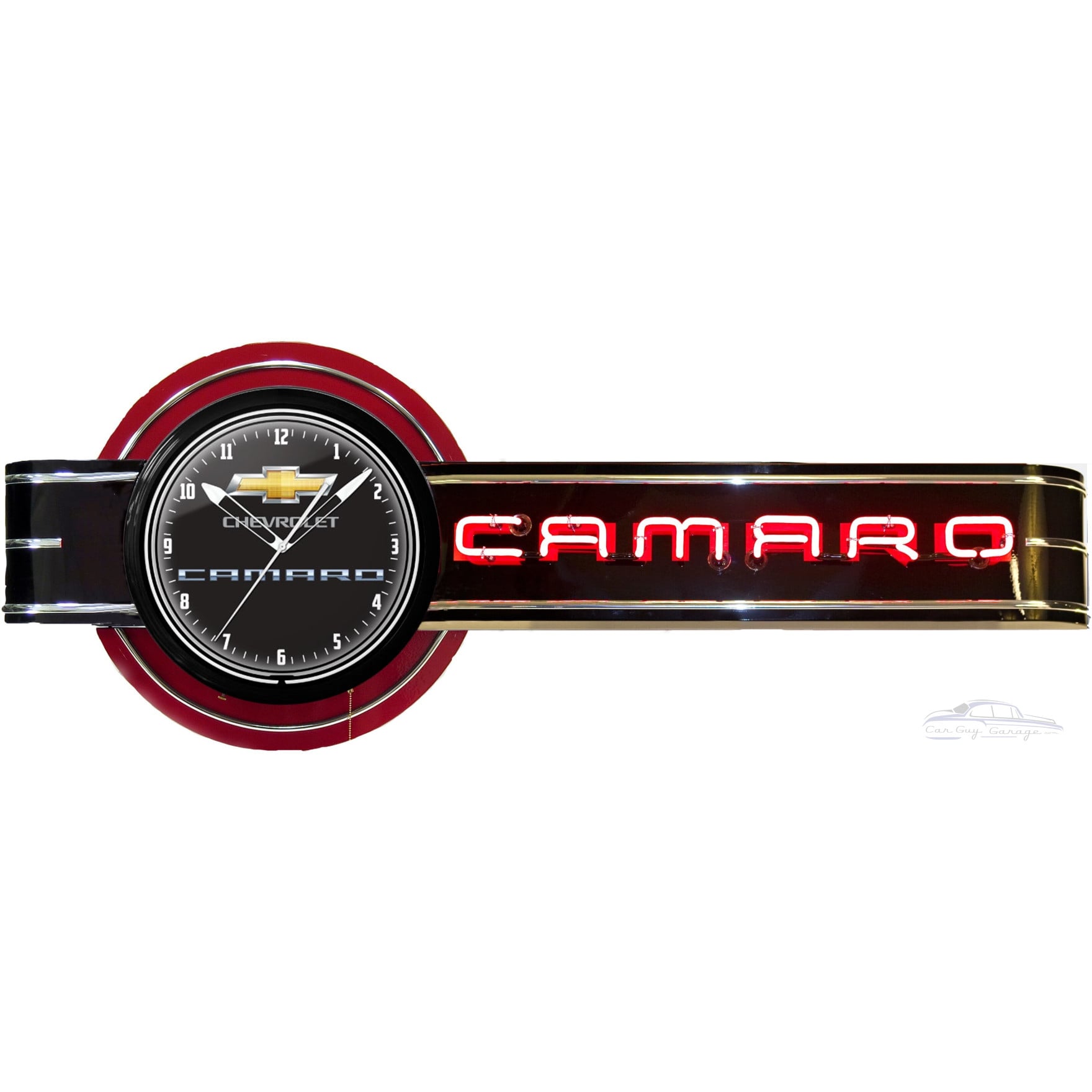 72" Wide Offset Chevrolet Camaro Clock & Neon Sign - Durable