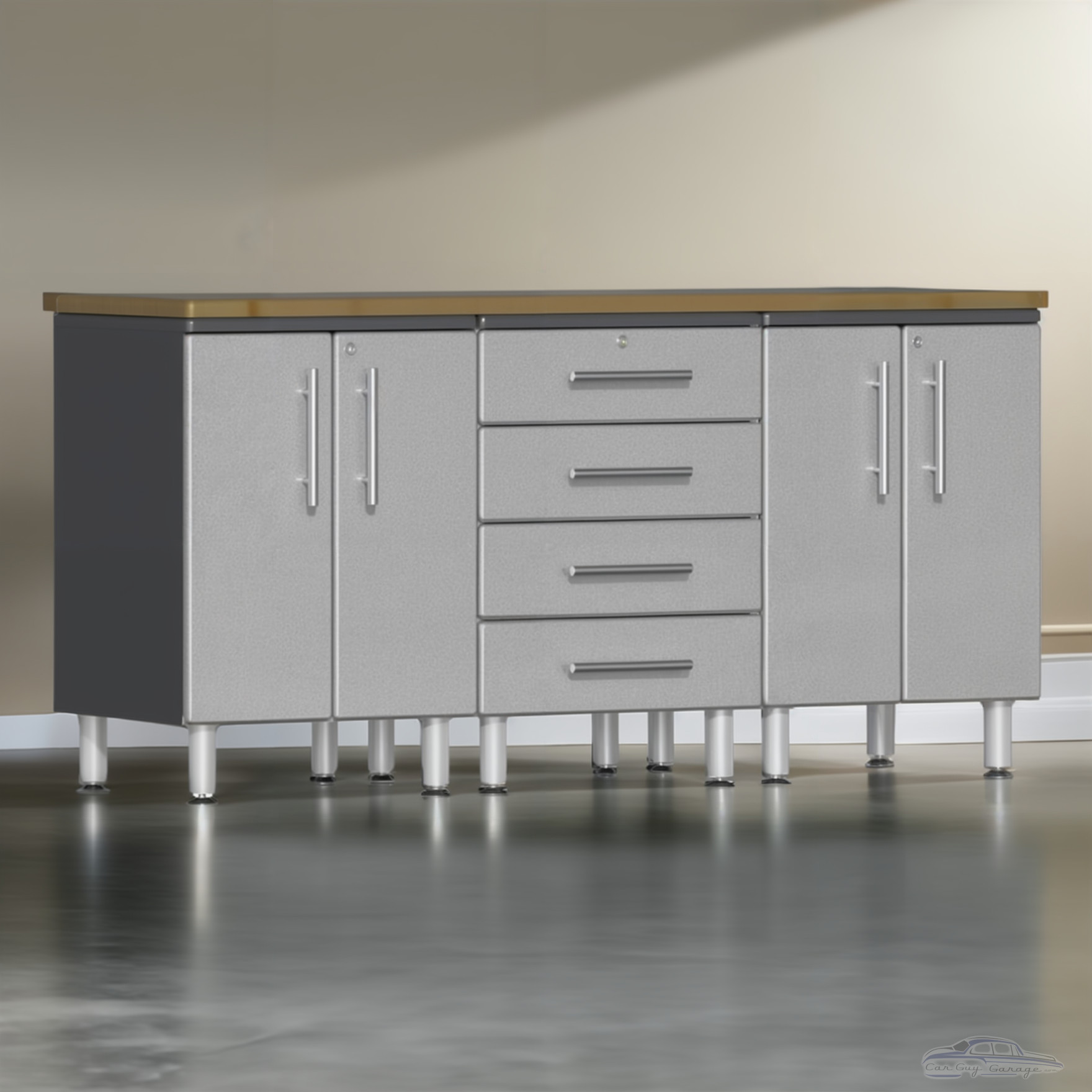 Silver Modular 4 Piece Workstation Kit - Garage Storage Solution