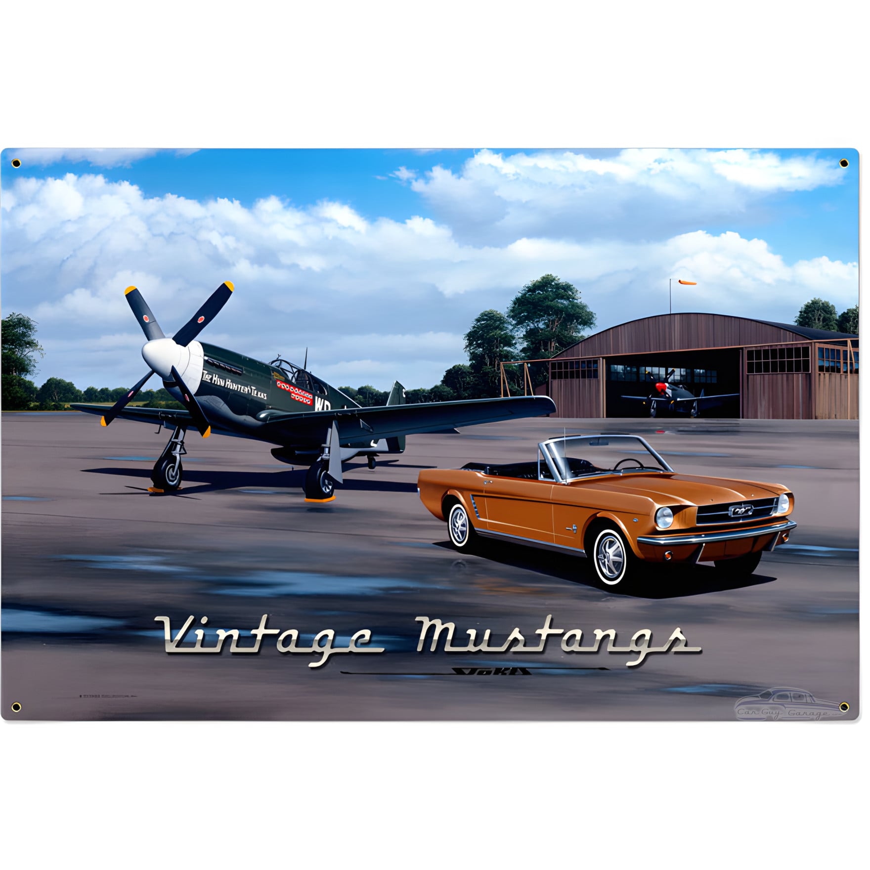 Vintage Mustangs Metal Sign - 36"x24" - Retro Garage Decor