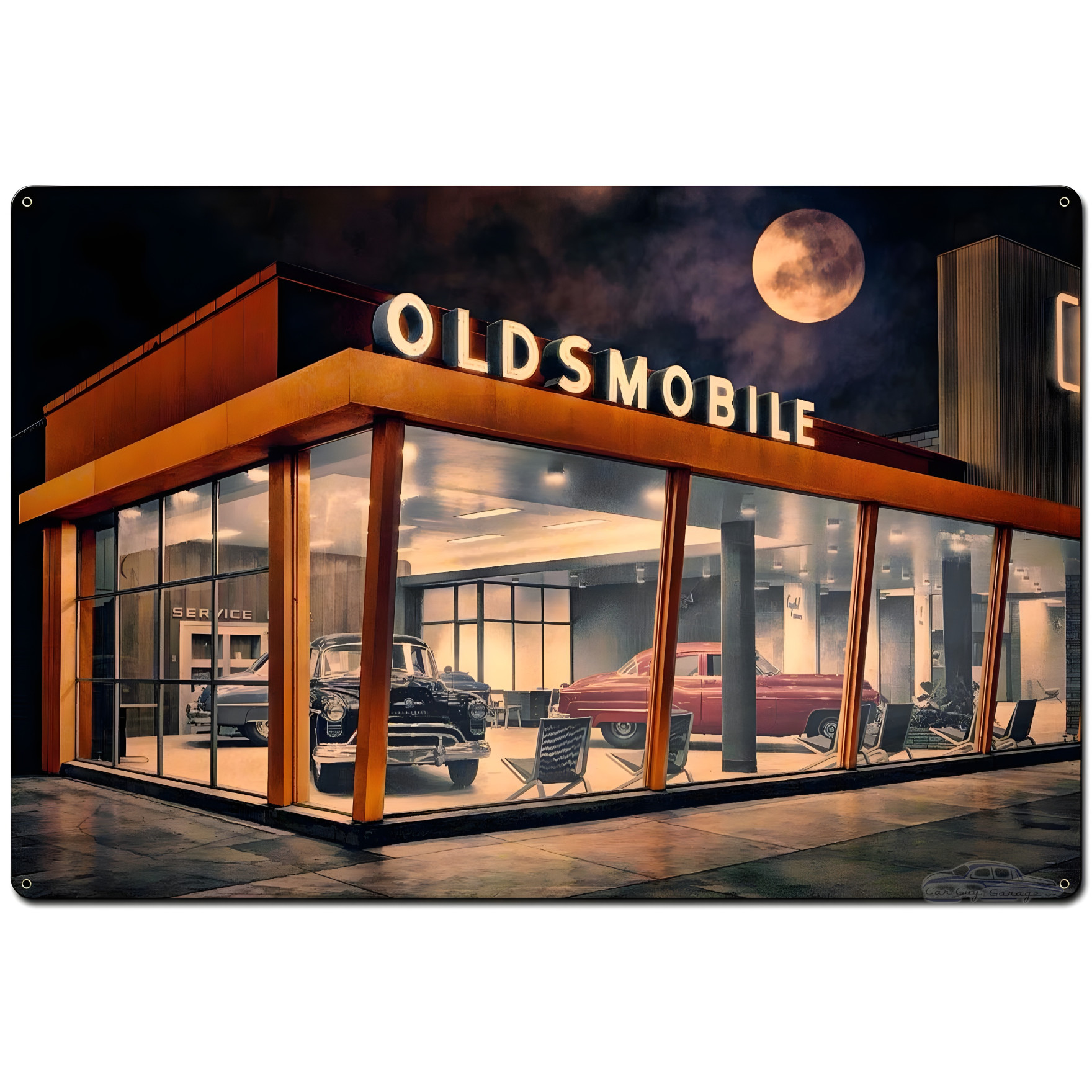 The Future is Oldsmobile Metal Sign - Durable 36" x 24" Decor