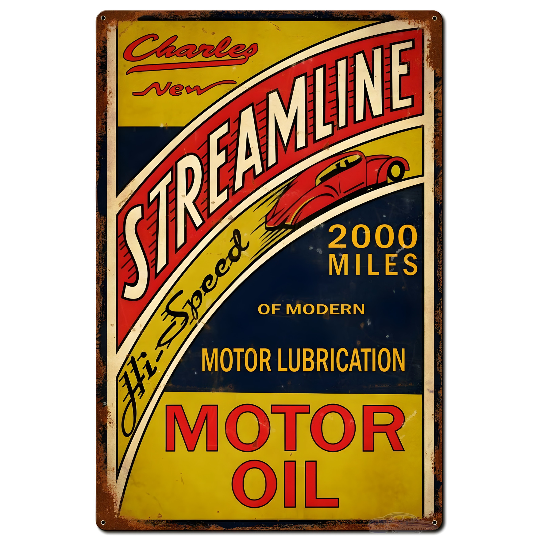 Streamline Motor Oil Metal Sign - 24"x36" Vintage Decor