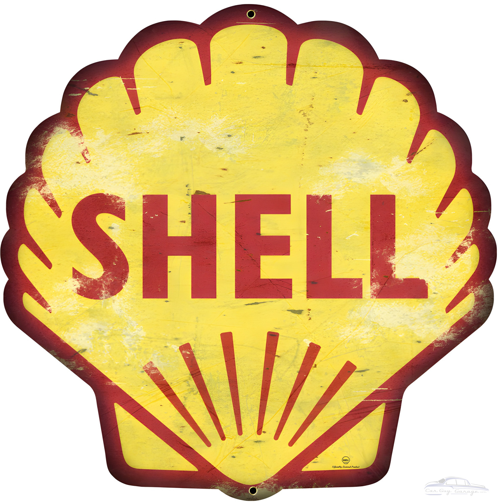 Shell Grunge Metal Sign - 28"x28" Custom Shape, Durable Decor