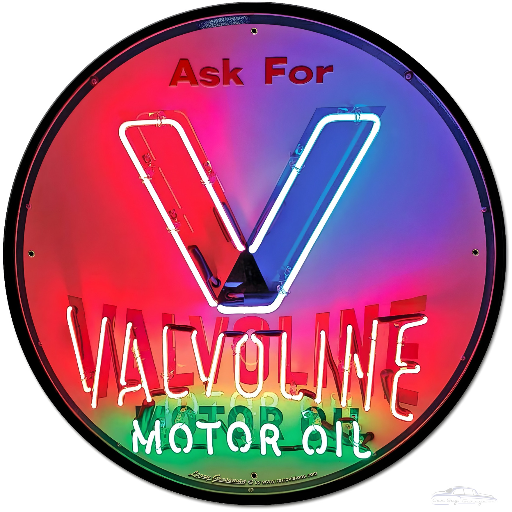 Vintage 1950's Valvoline Metal Sign - 28" Round, Made in USA