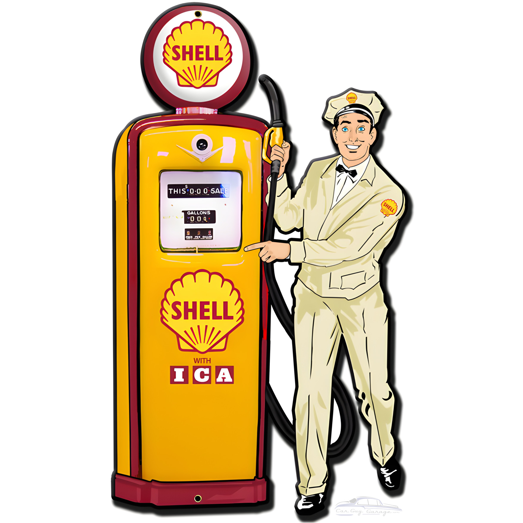 Vintage Gas Attendant Metal Sign - 18" x 30" - Retro Decor