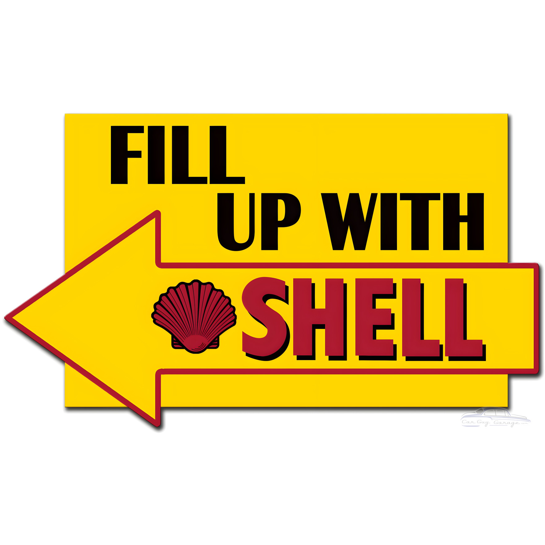 Fill Up with Shell Arrow Metal Sign - Vintage Garage Decor