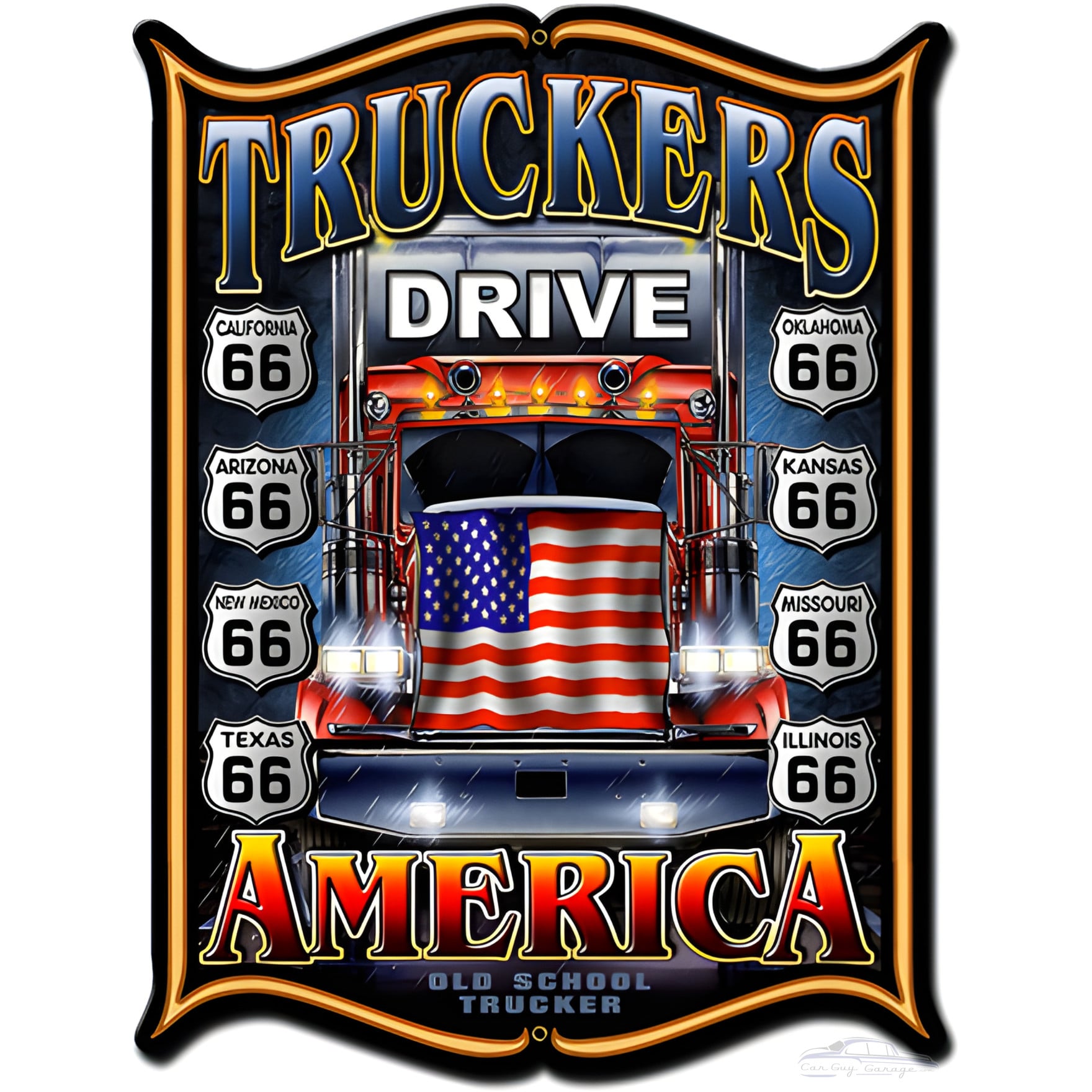 Truckers Drive America Metal Sign - Durable 18" x 24" Decor
