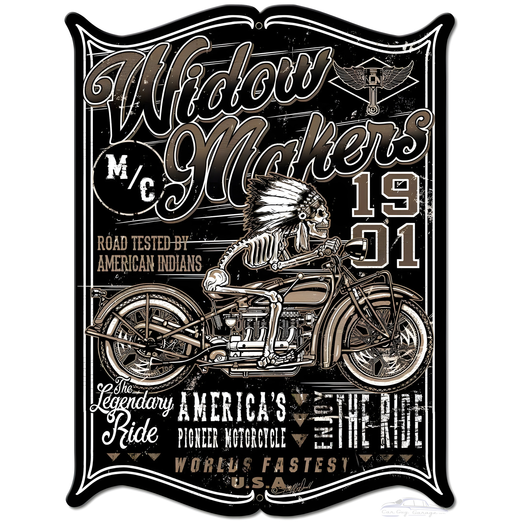 Widow Maker Metal Sign - Unique Garage Decor, 18" x 23"