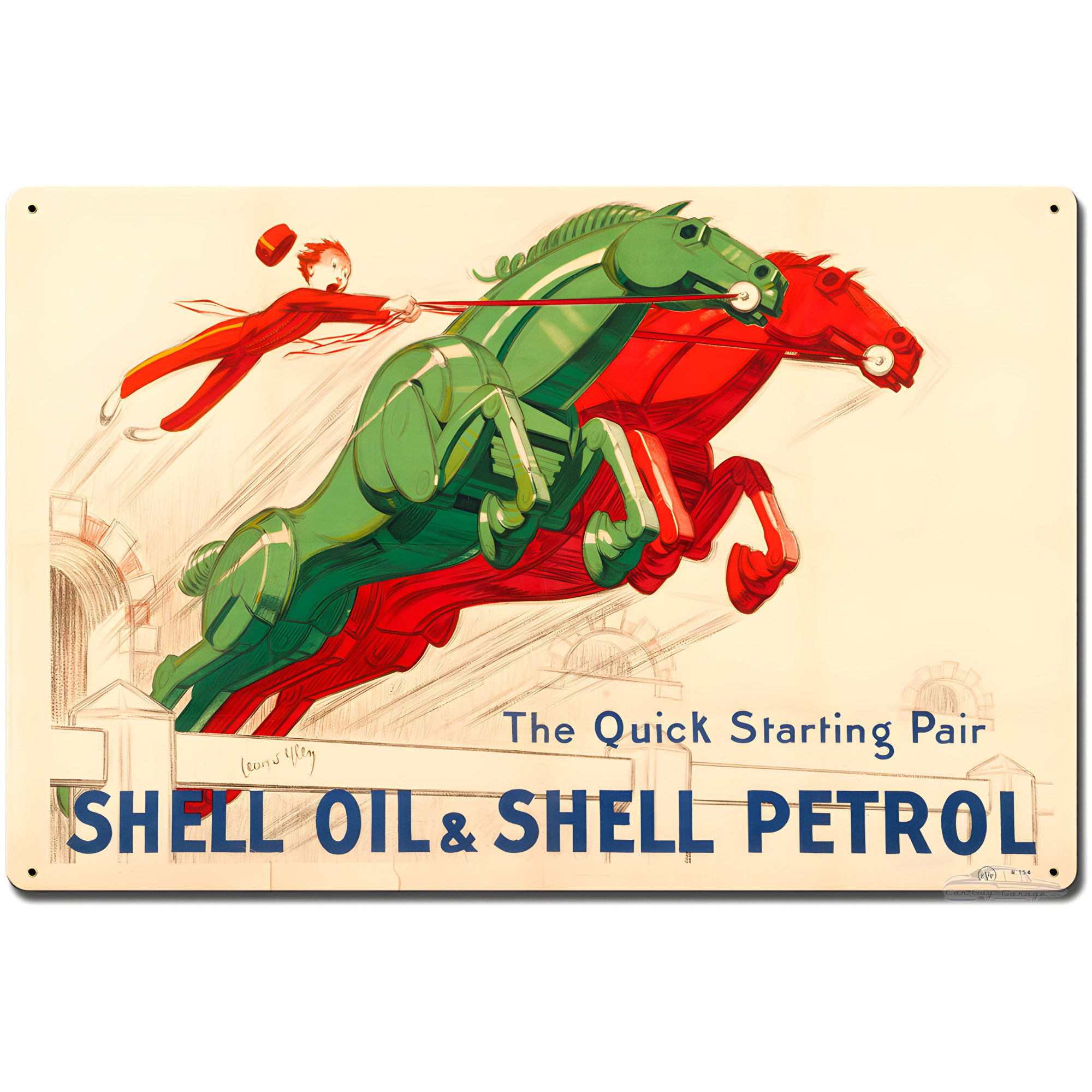 Quick Starting Red Green Metal Sign - Durable 16" x 24" Decor