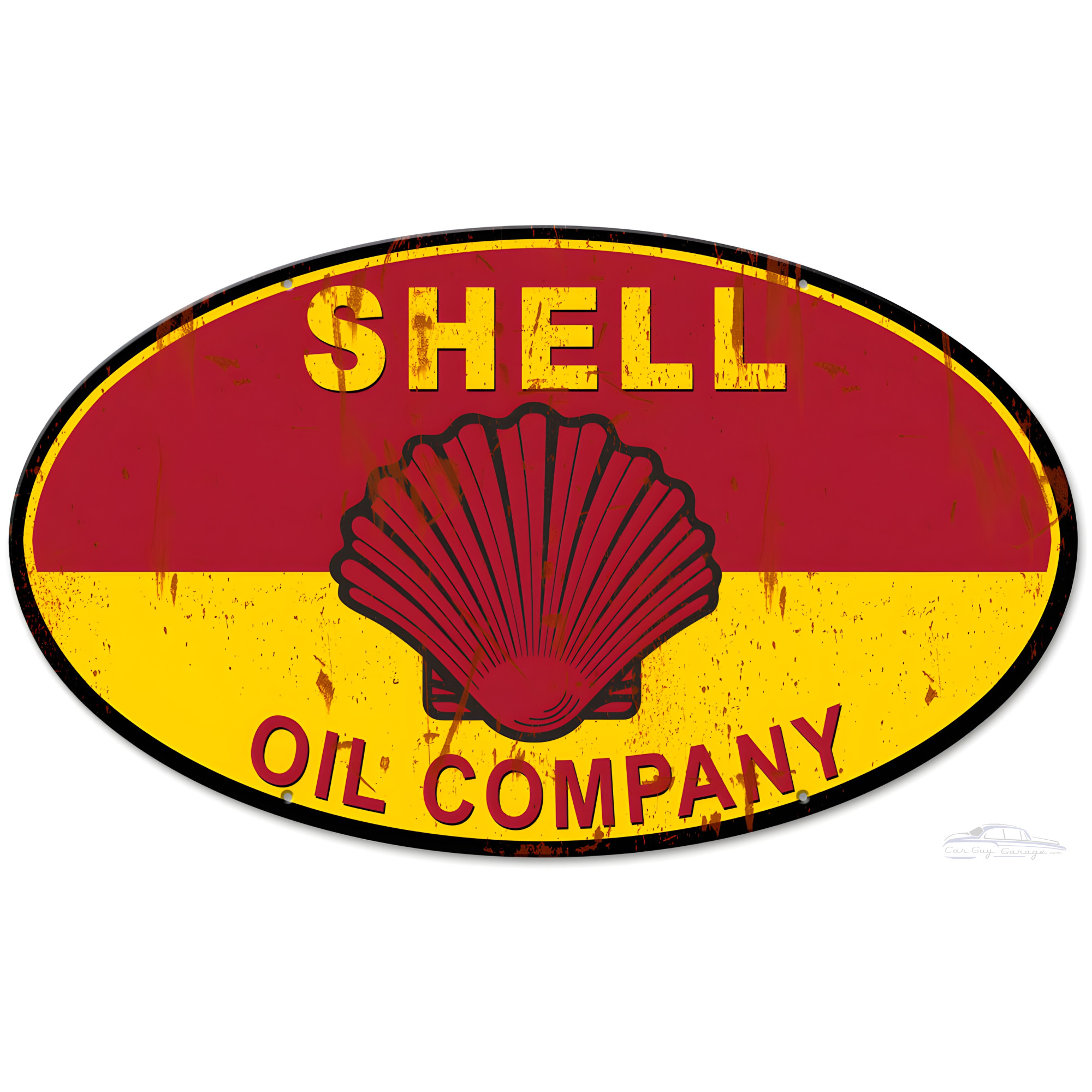 Shell Oil Grunge Metal Sign - 24"x14" - Made in USA