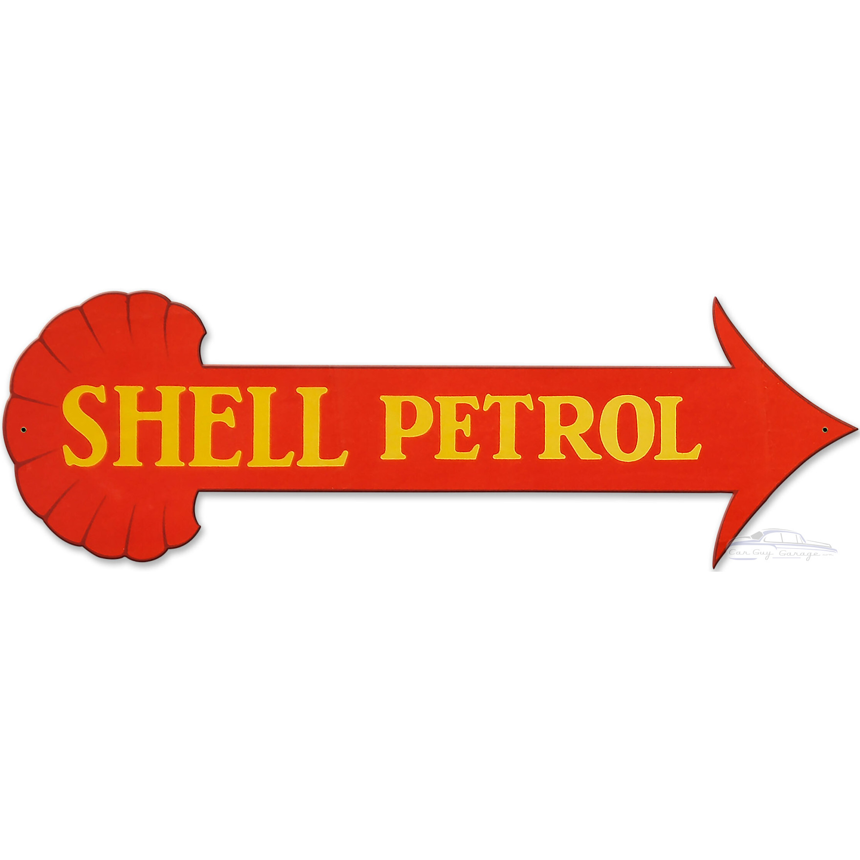 Shell Petrol Arrow Metal Sign - Durable, Vintage Garage Decor