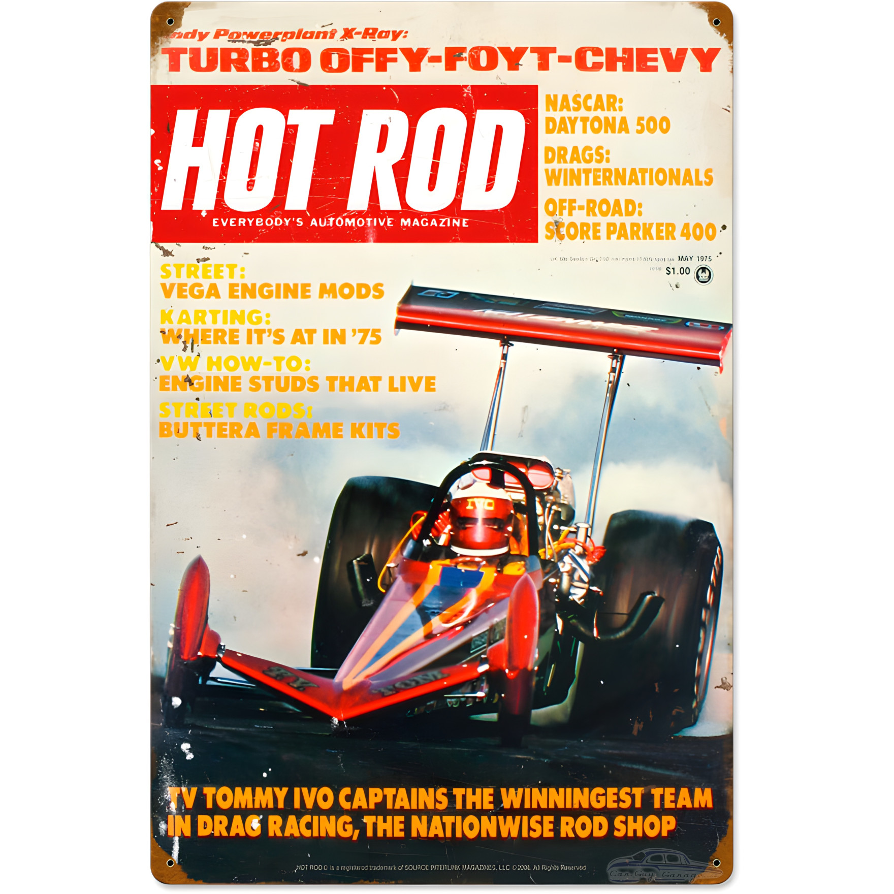 Vintage Hot Rod Metal Sign - 16"x24" - Made in USA