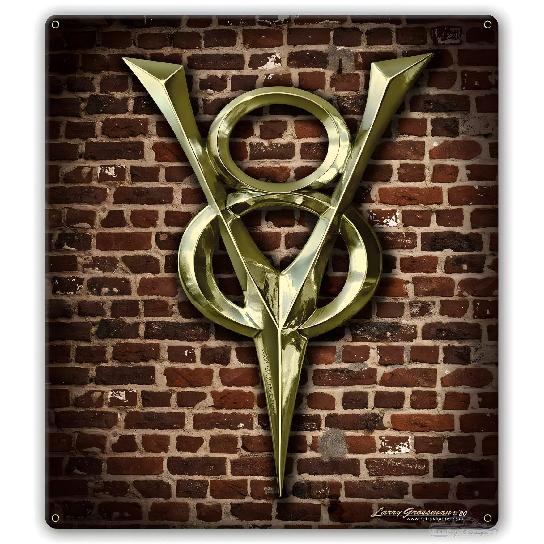 Vintage 1930 V-8 Metal Sign - 15"x17" - Made in USA