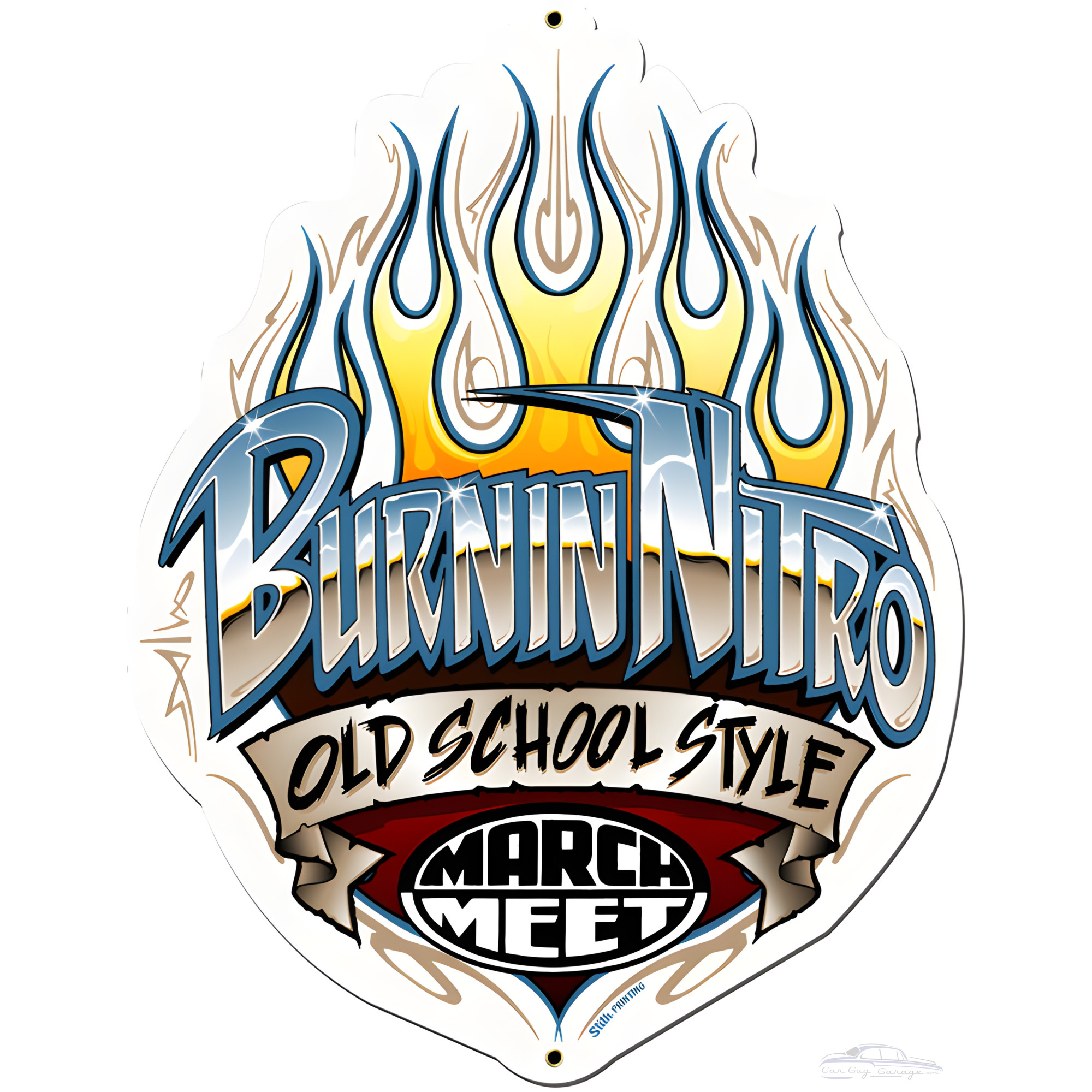 Vintage Burnin Nitro Metal Sign - 18"x13" - Made in USA