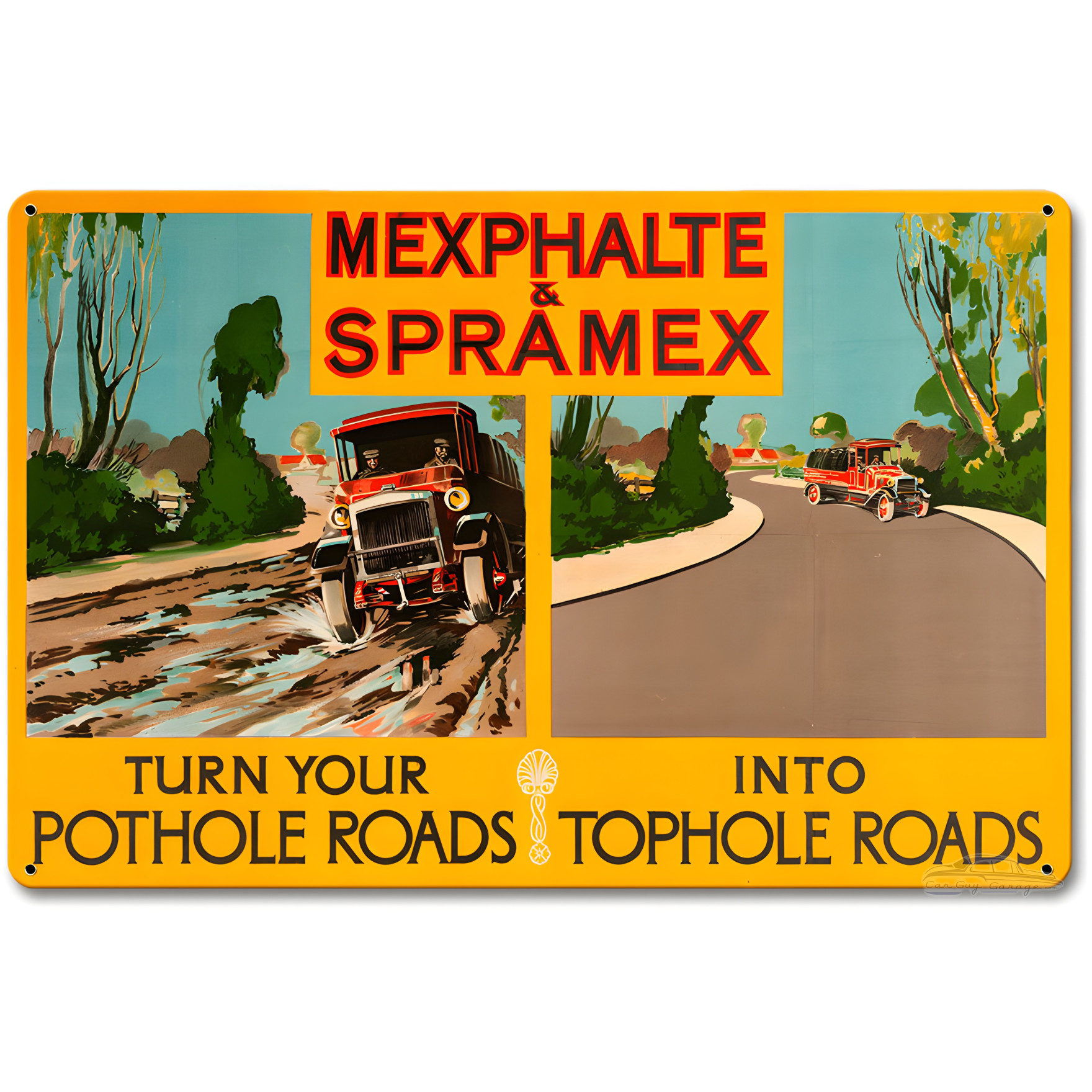 Pothole Roads Metal Sign - Durable 18" x 12" Garage Decor