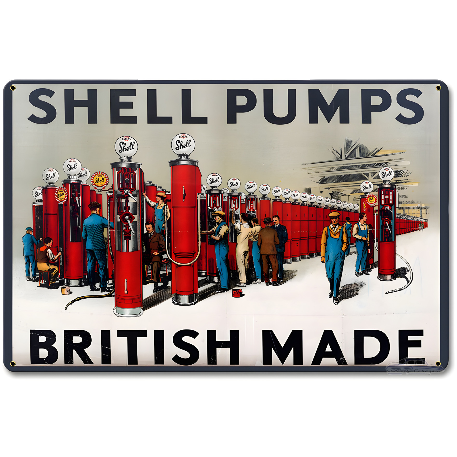 Shell British Pumps Metal Sign - Durable 12"x18" Garage Decor