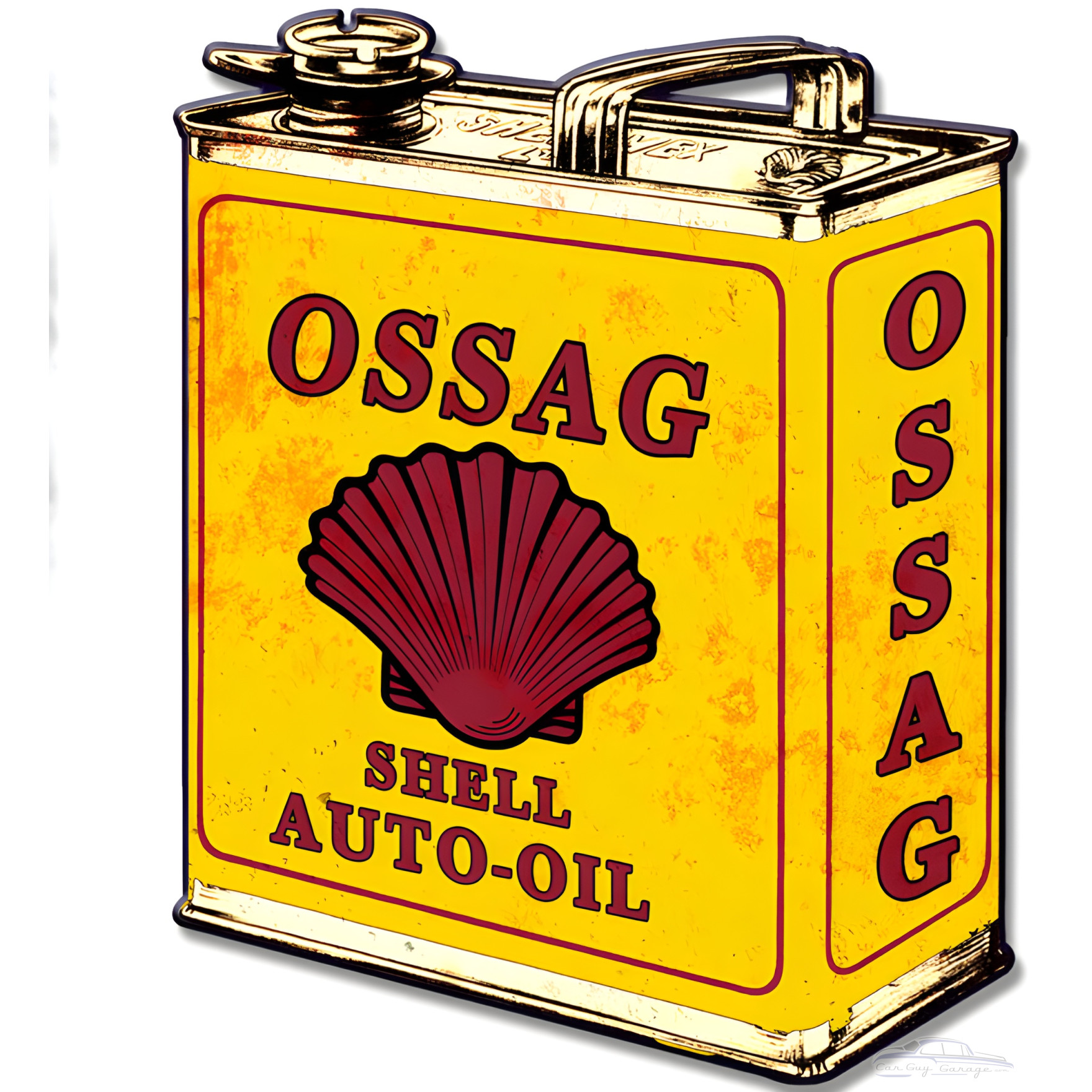 Oil Can OSSAG Metal Sign - Durable 14" x 15" Garage Decor