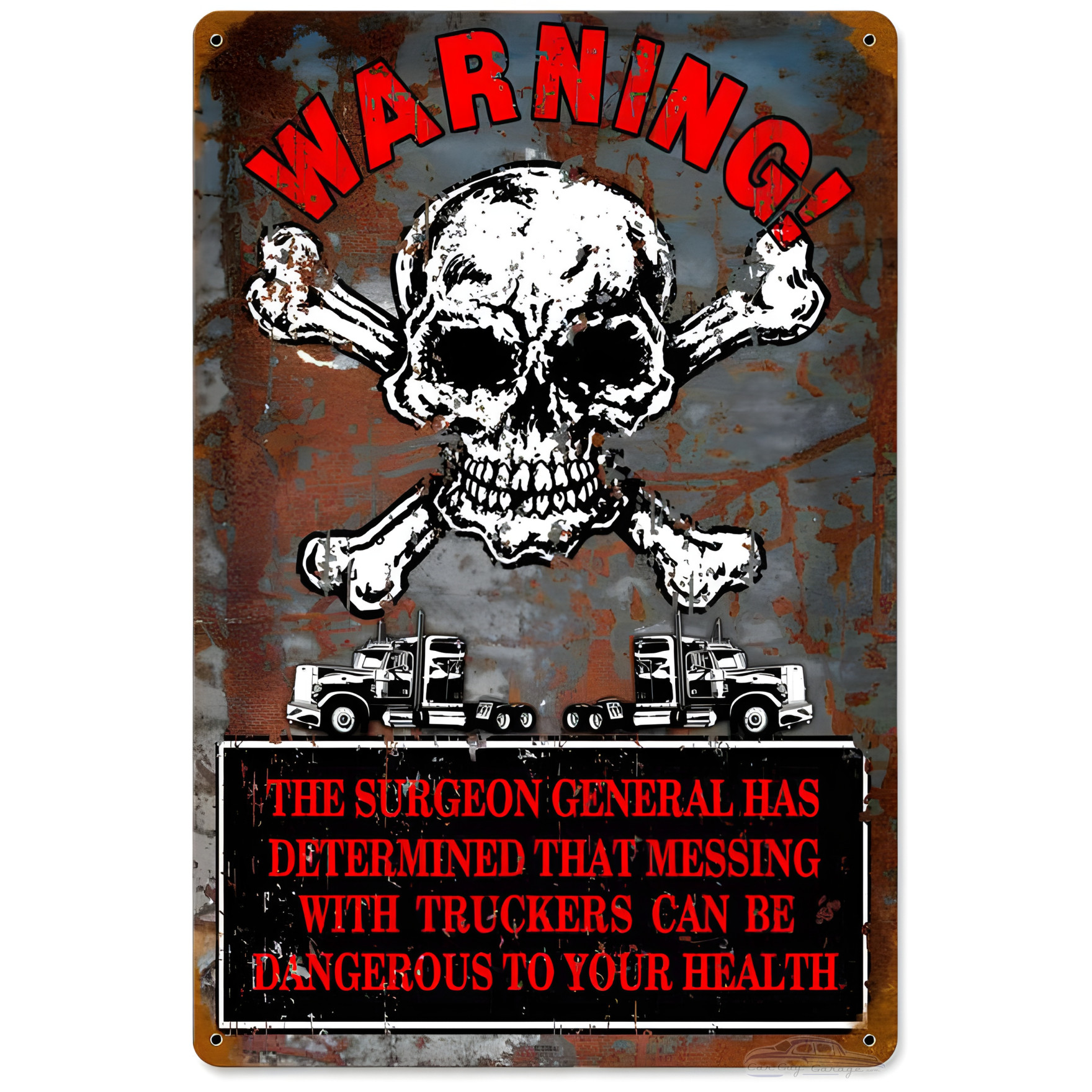 Warning Truckers Metal Sign - Vintage 12"x18" USA Made