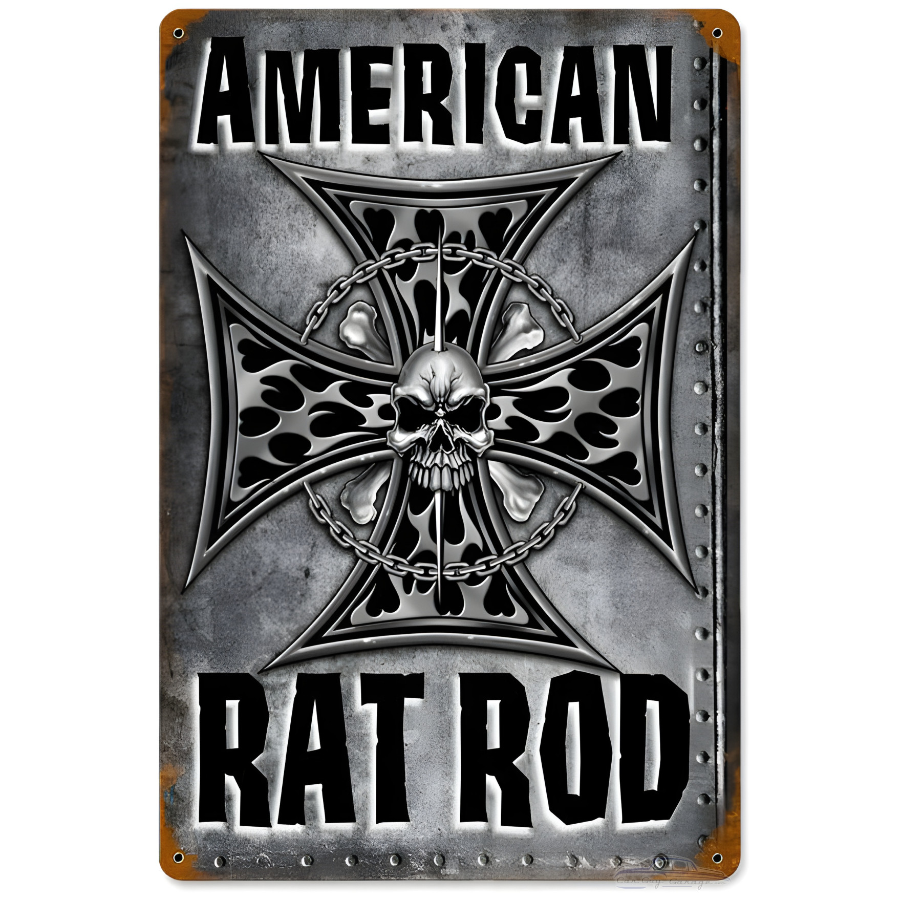 American Rat Rod Metal Sign - Vintage 12"x18" Garage Decor