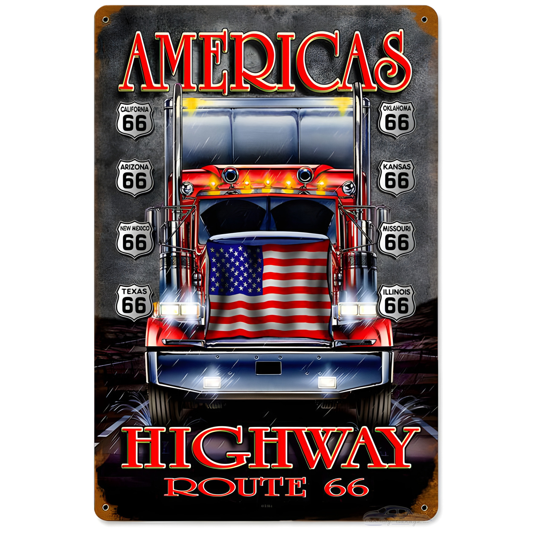 Truckers Highway Metal Sign - 12"x18" Heavy Gauge Steel USA