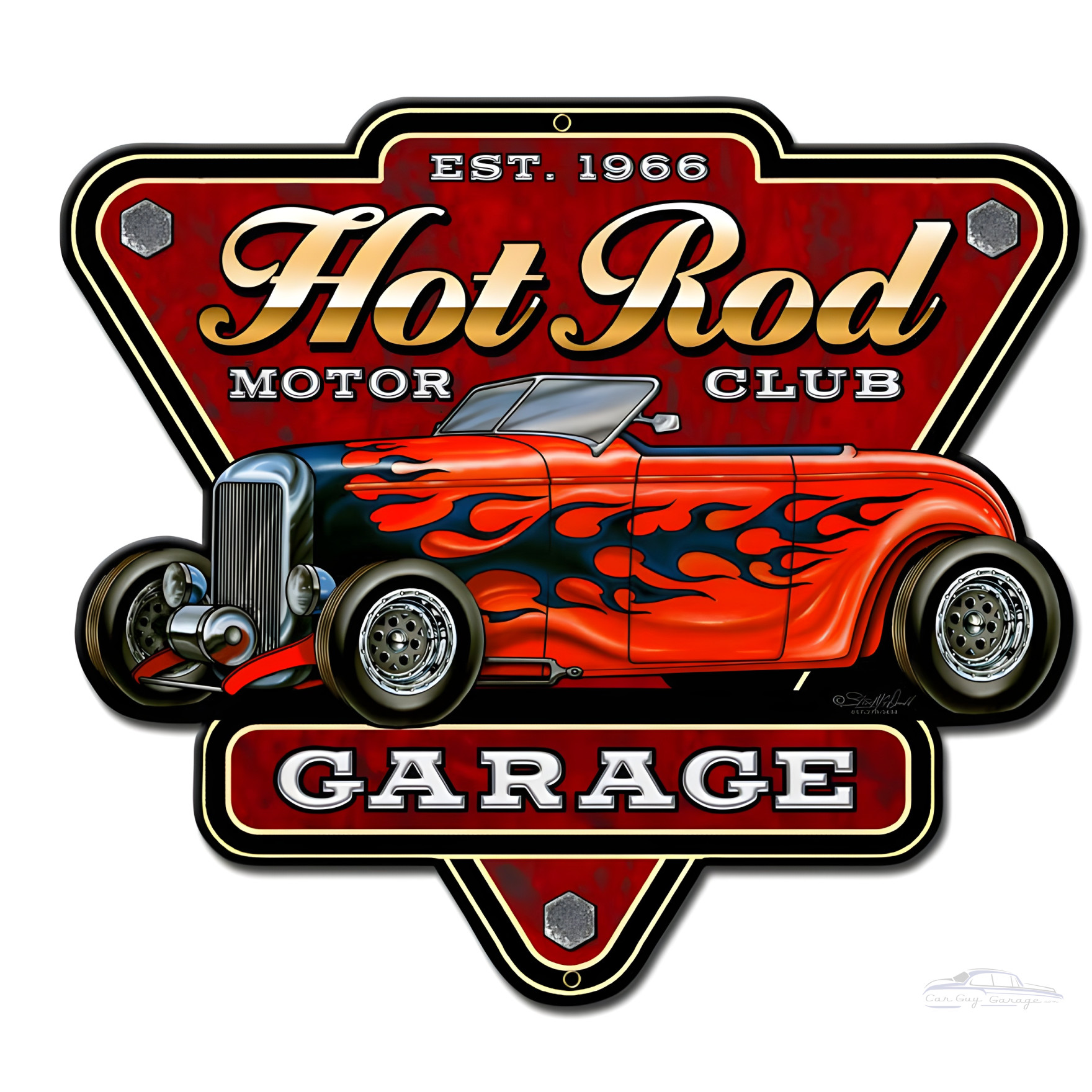 Hot Rod Garage Metal Sign - 12"x10" - Durable, USA Made