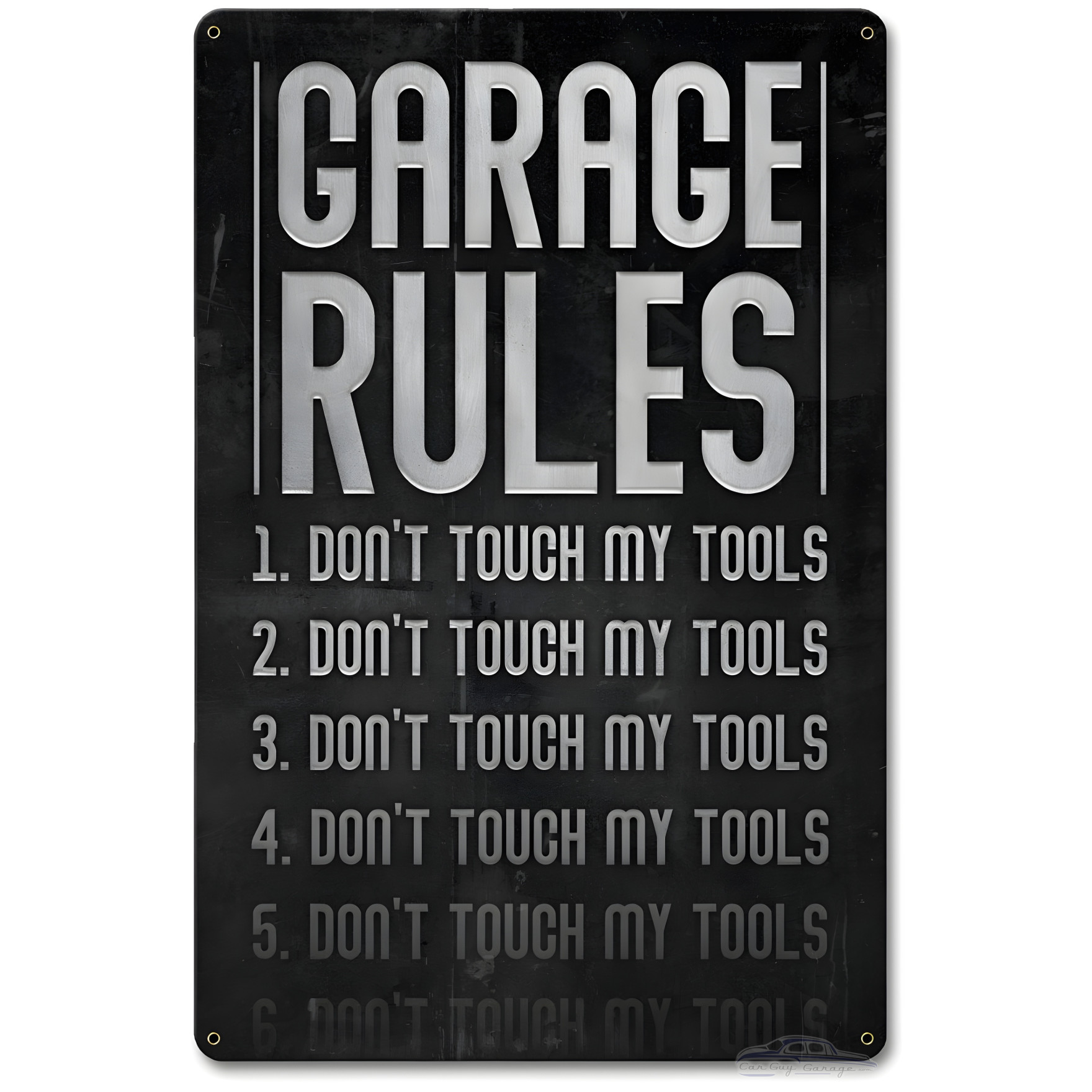Garage Rules Metal Sign - 12"x18" - Durable American Steel