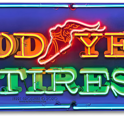 Vintage Goodyear Metal Sign - 22"x9" - Made in USA