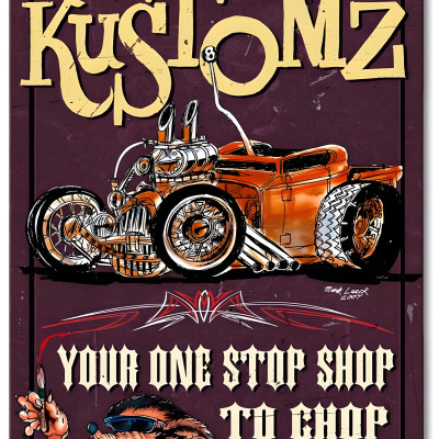 Rat Rodz Kustoms Metal Sign - Vintage 12"x18" USA Made