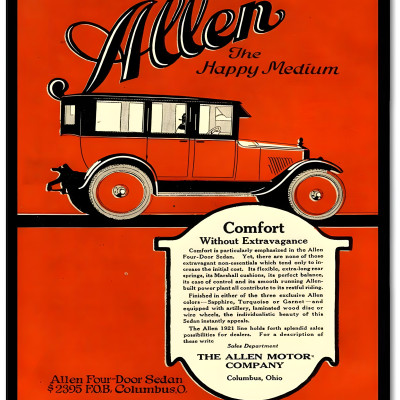 Allen Sedan 1920 Metal Sign - Vintage Charm, Durable, USA Made
