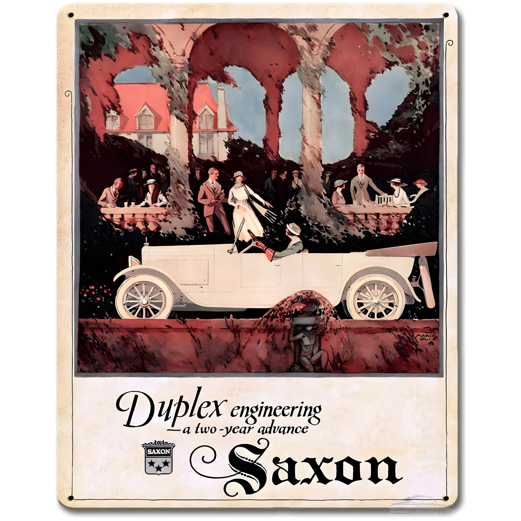 Saxon Vintage Metal Sign - Durable 12"x15" American Steel Decor
