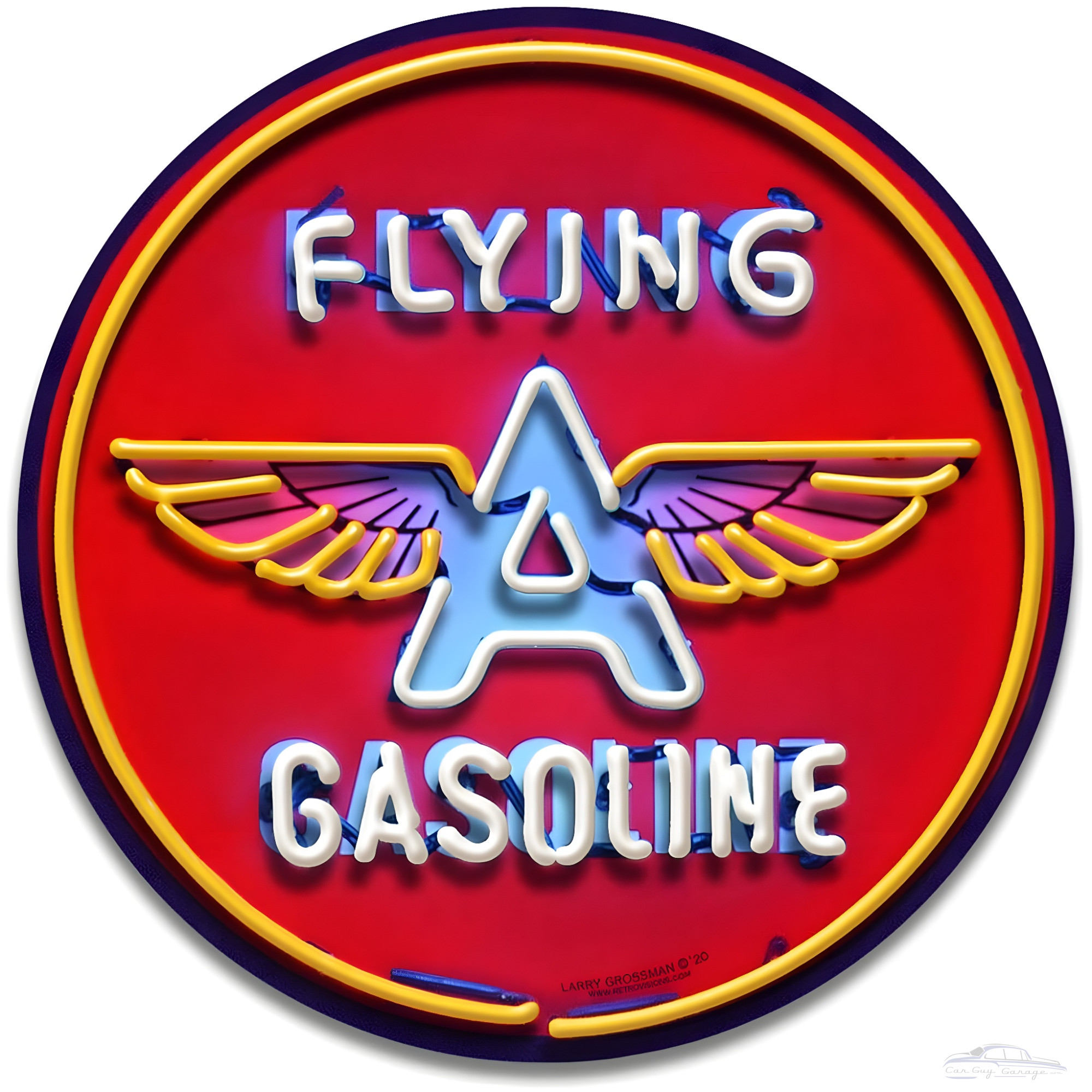 Vintage Flying A Metal Sign - 14" Round, Made in USA