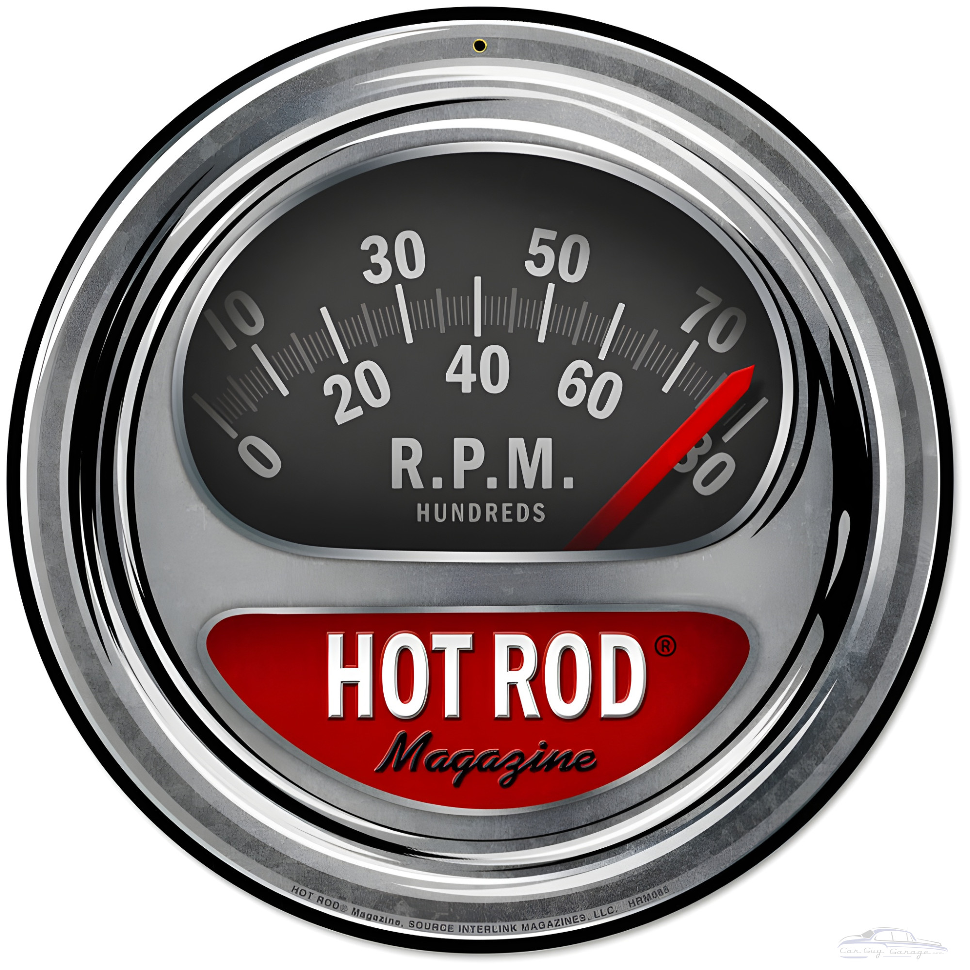 Hot Rod Tach Metal Sign - 14" Round, Durable Garage Decor