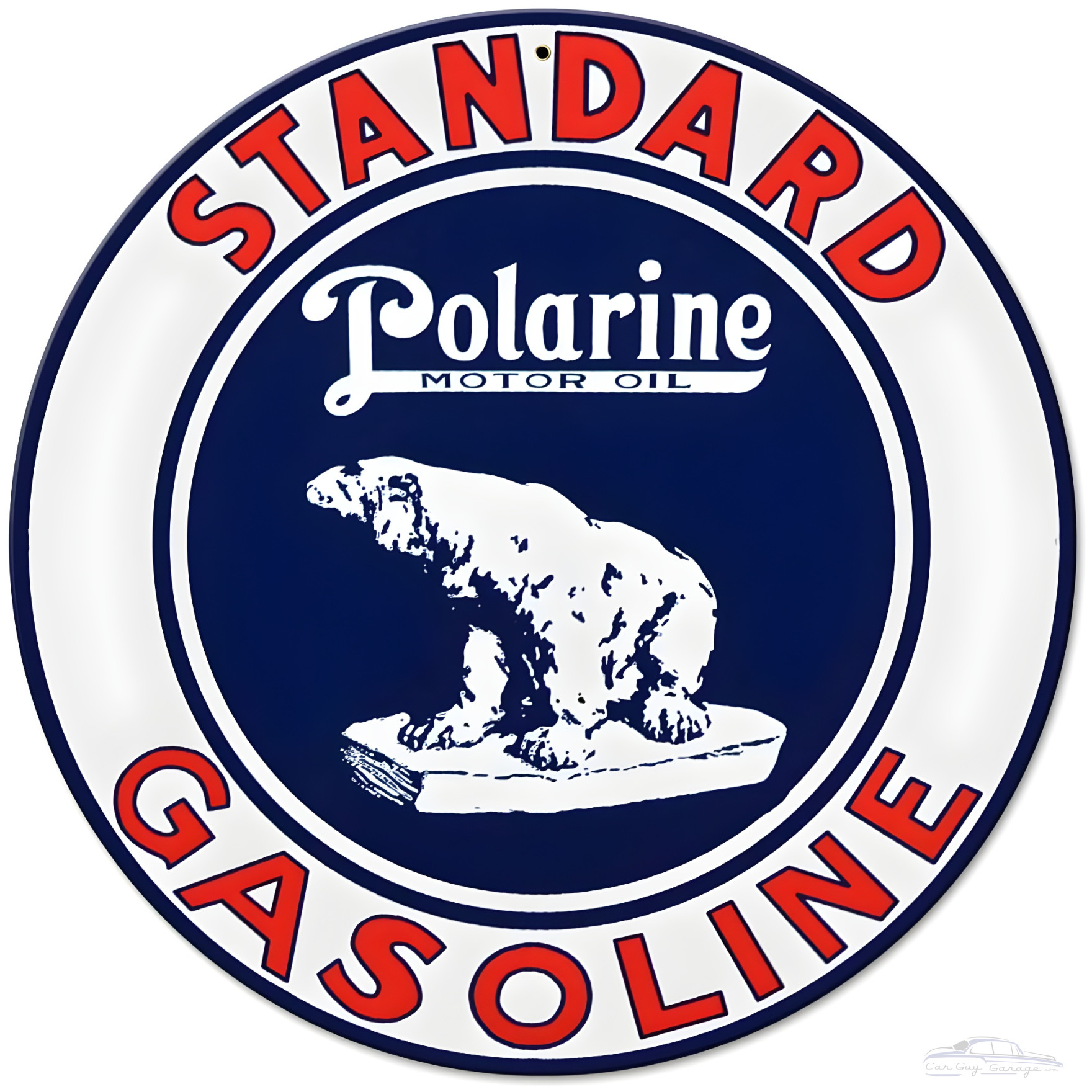 Vintage Standard Gas Polarine Metal Sign - 14" Round, Durable