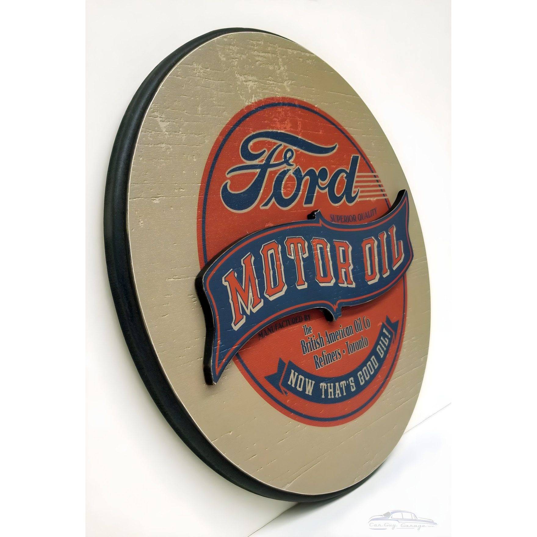Vintage Ford Motor Oil Pub Sign - 12" Circular Wall Decor