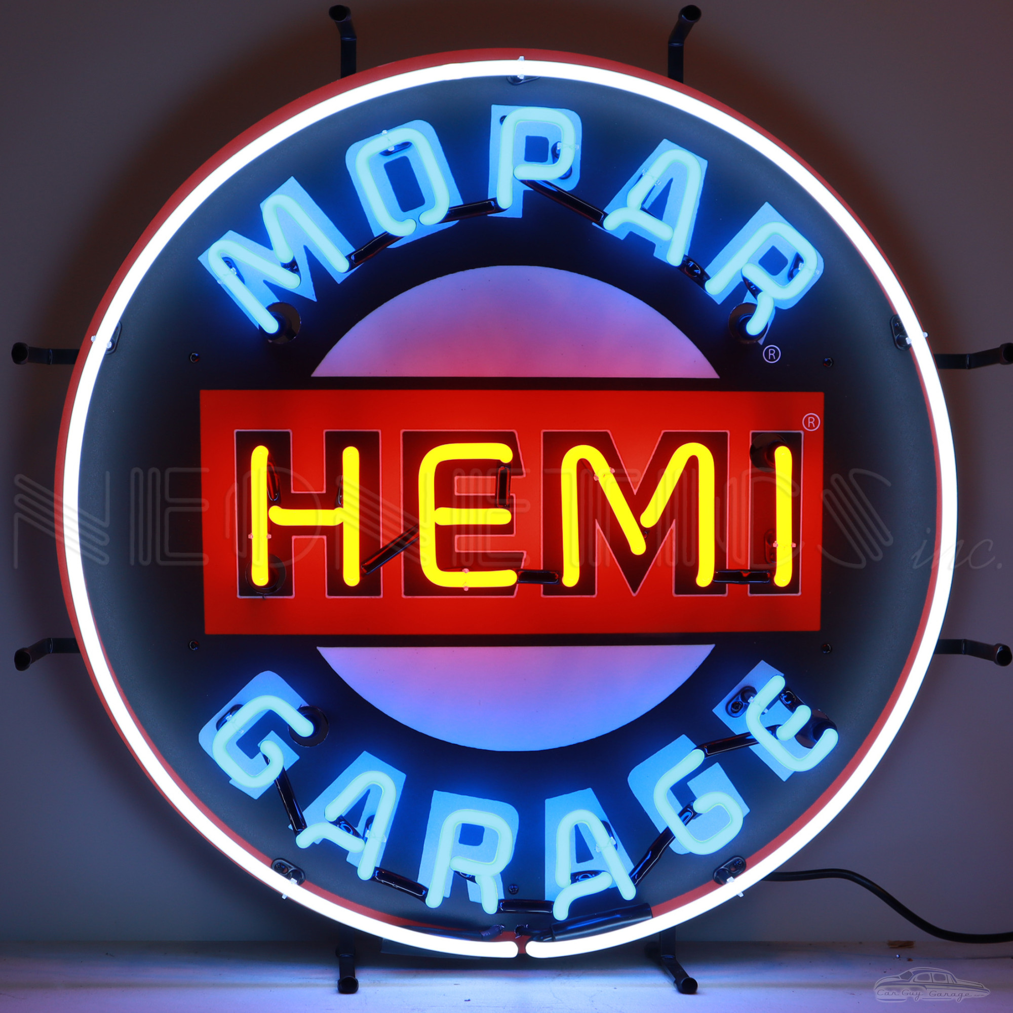 MOPAR Hemi Garage Neon Sign - Vintage Style, 24" Round