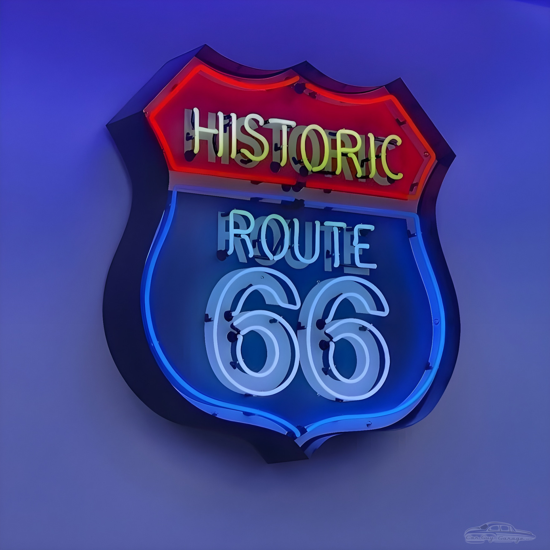 Historic Route 66 Neon Sign - Vintage Americana Decor, 35"