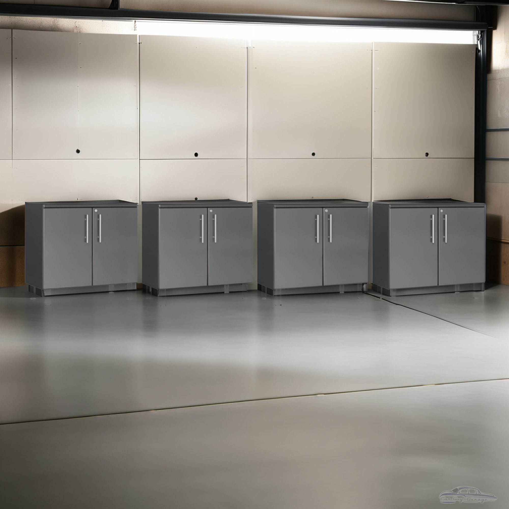 Grey Modular Set of 4 Oversized Base Cabinets for Garage