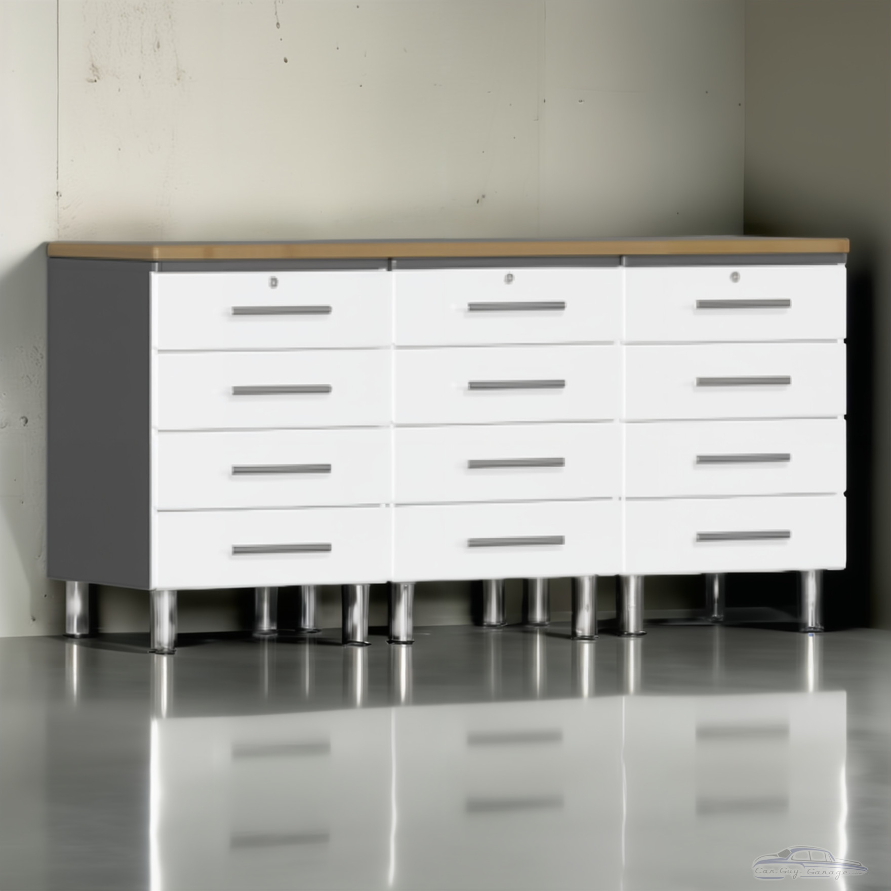 White Modular 4 Piece Workstation - Elegant Garage Storage